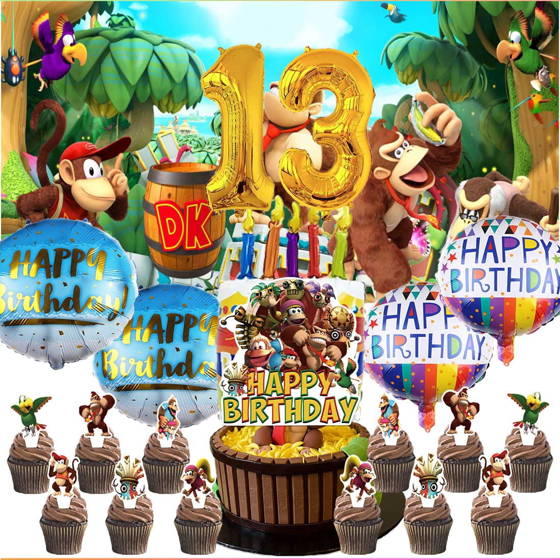 Donkey Kong Country Party Supplies Decor 13th Kit Balloons Birthday ...