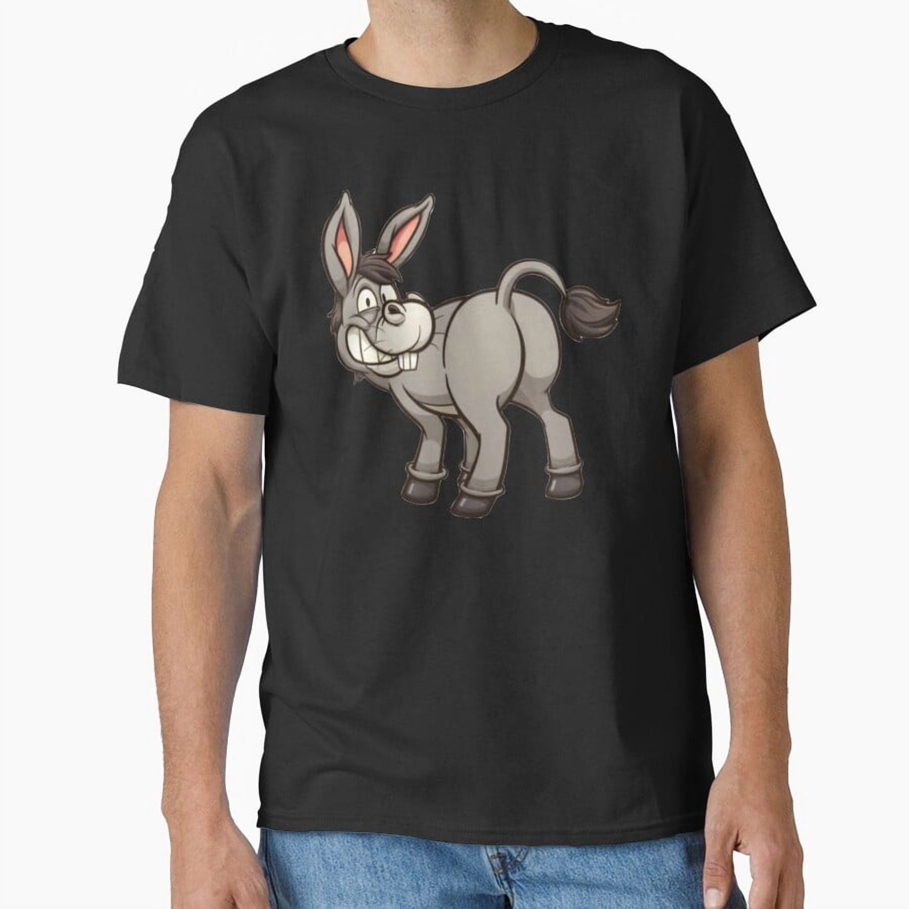Donkey Looking Back And Smiling Cute Happy Farm Animal Art Unisex T ...