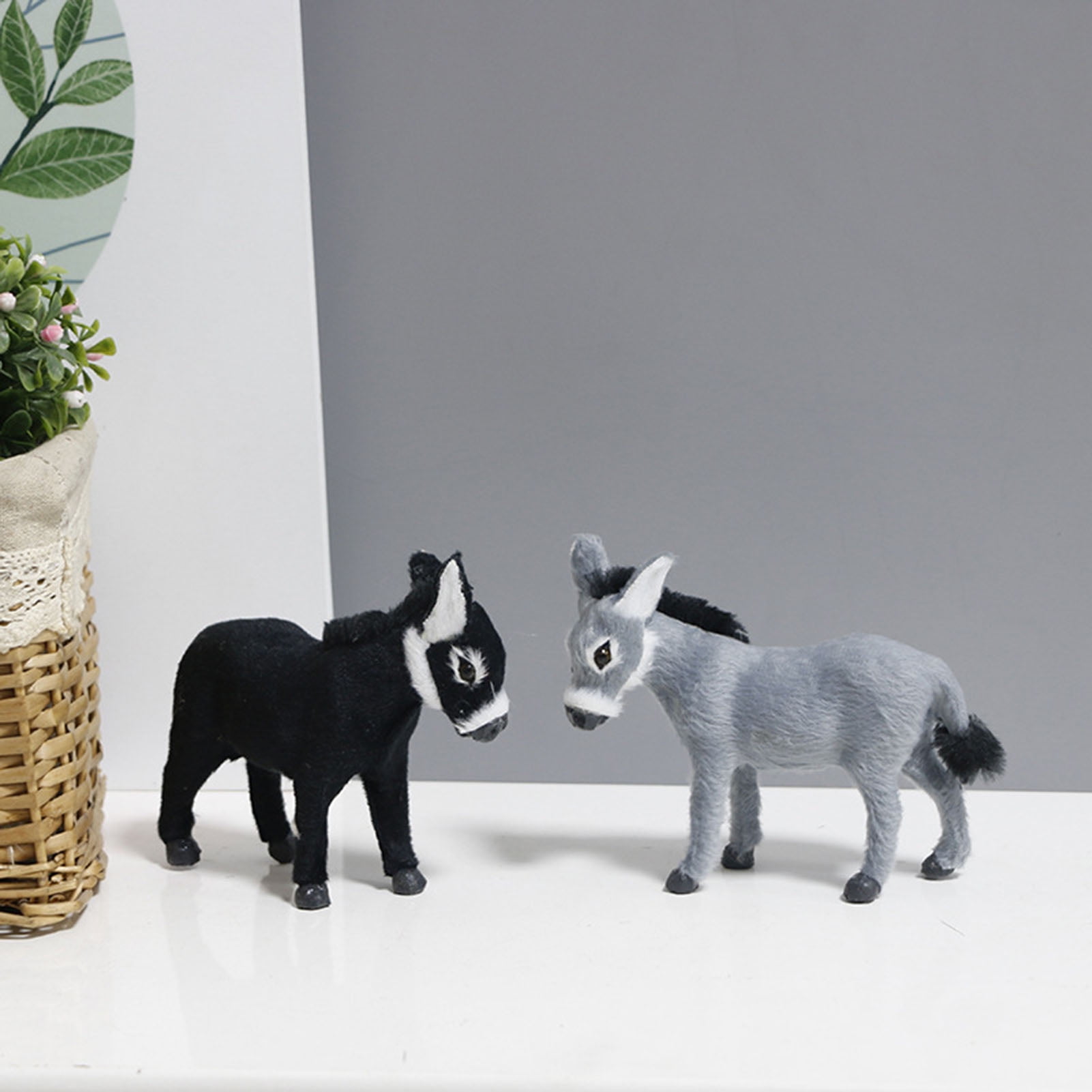 Donkey Ornament Artificial Fur Vivid Look Animal Crafts Miniature ...