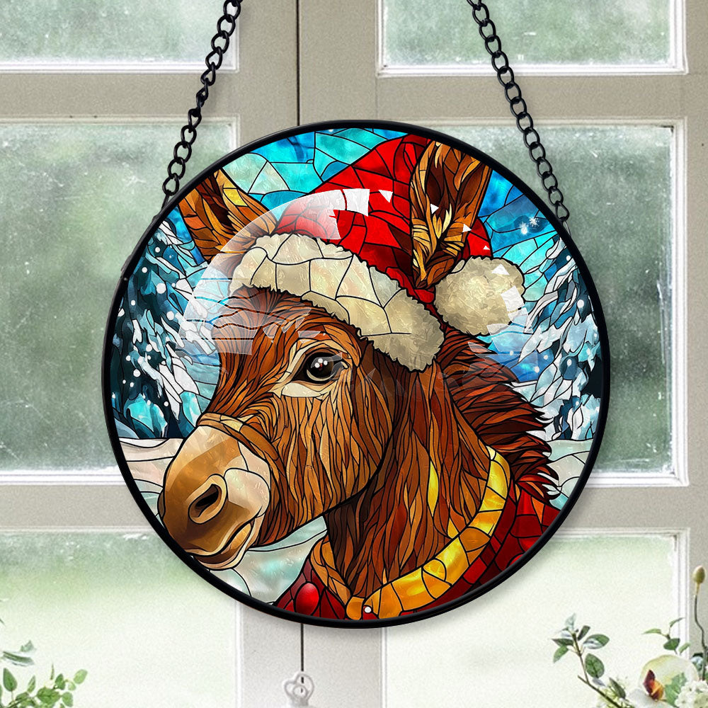 Donkey Ornament Christmas 2025, Donkey Stained Glass Window Hanging ...
