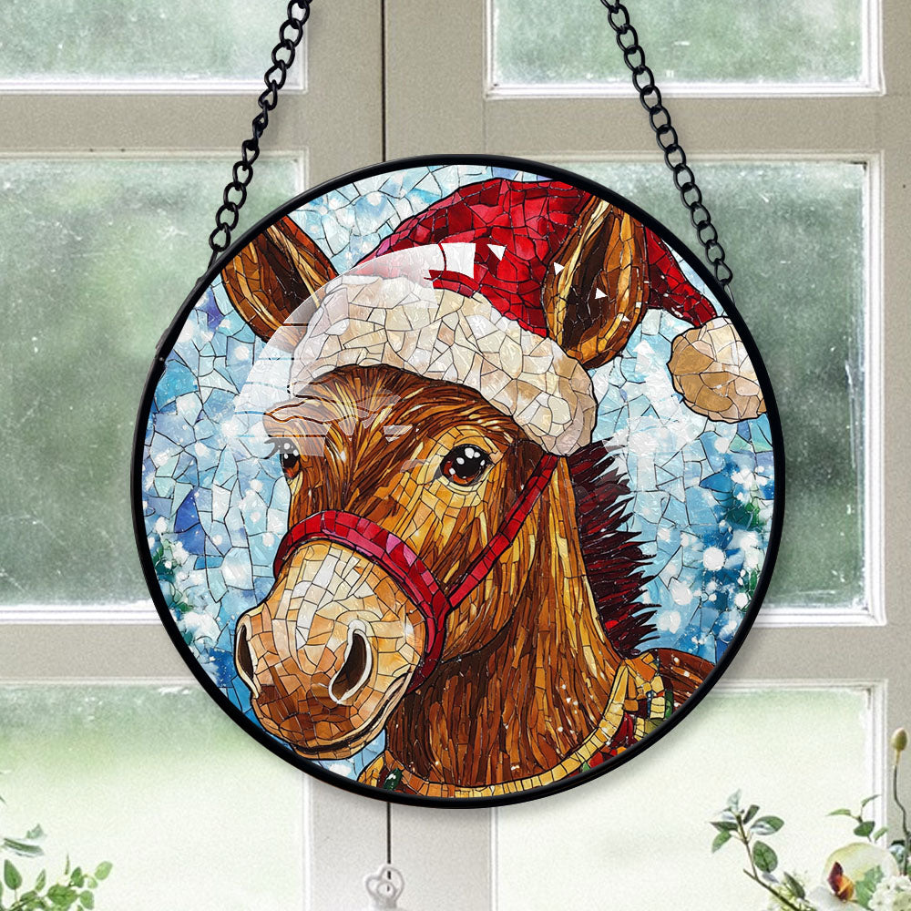 Donkey Ornament Christmas 2025, Donkey Stained Glass Window Hanging ...