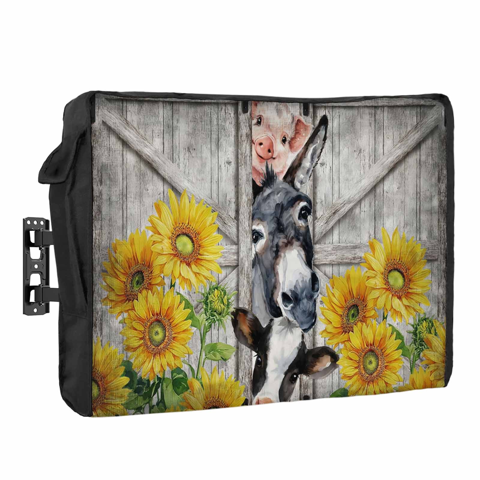 Donkey Pig Cow Waterproof Outdoor TV Cover, Retro Farmhouse Animal ...