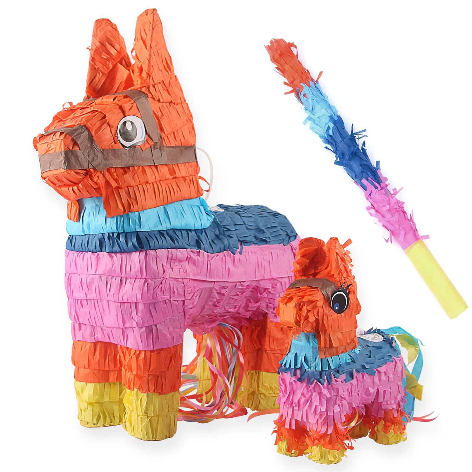 Donkey Pinatas - 2 Sizes Mexican Pinatas with Hanging Loop (13 x17 in ...