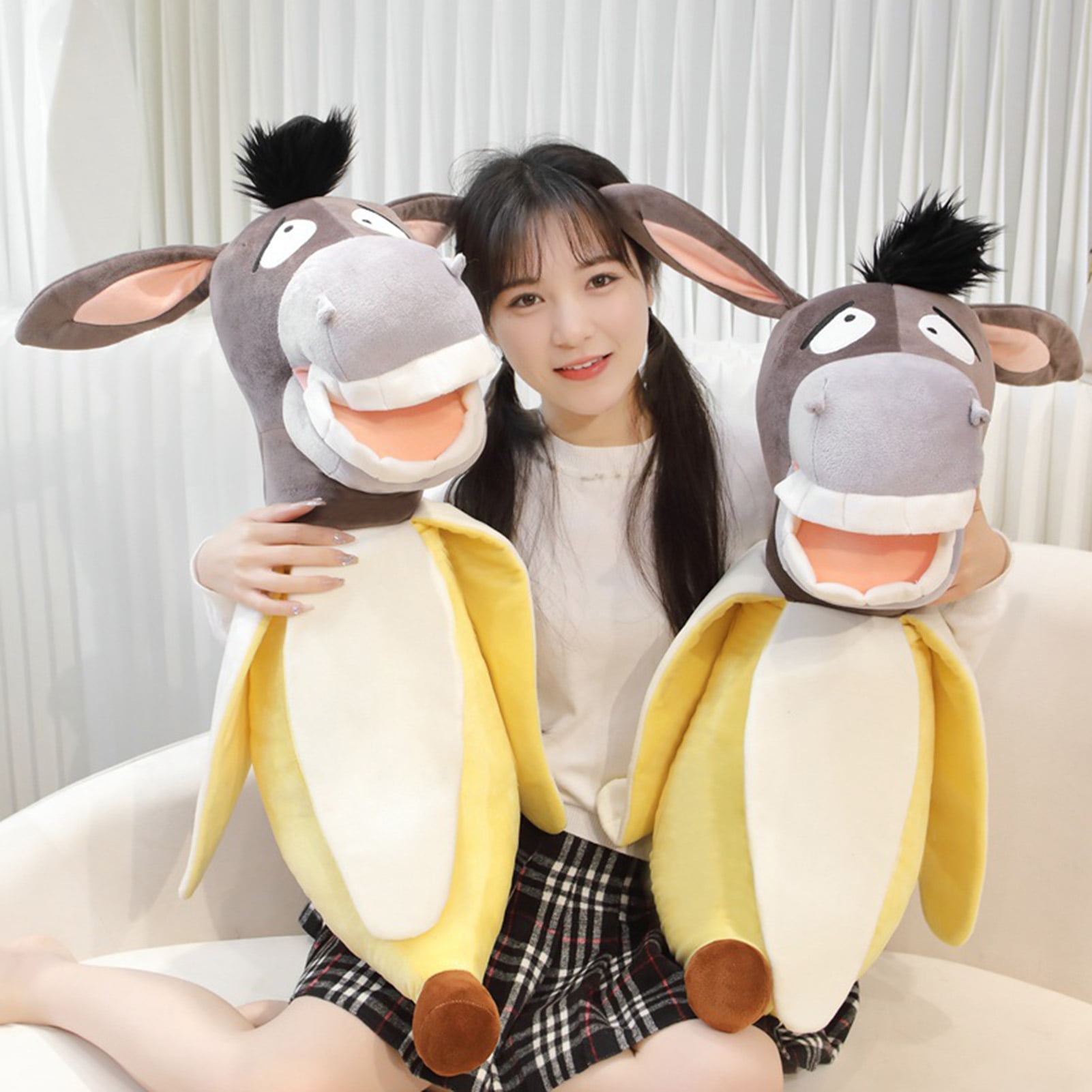 Donkey Plush Doll - Soft PP Cotton Cute Banana Donkey Plushies ...