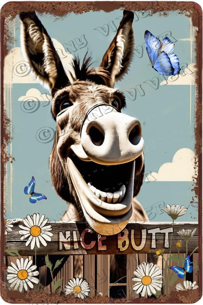 Donkey Retro Aluminum Sign 12x8 in Metal Sign Donkey Wall Decor Donkey ...