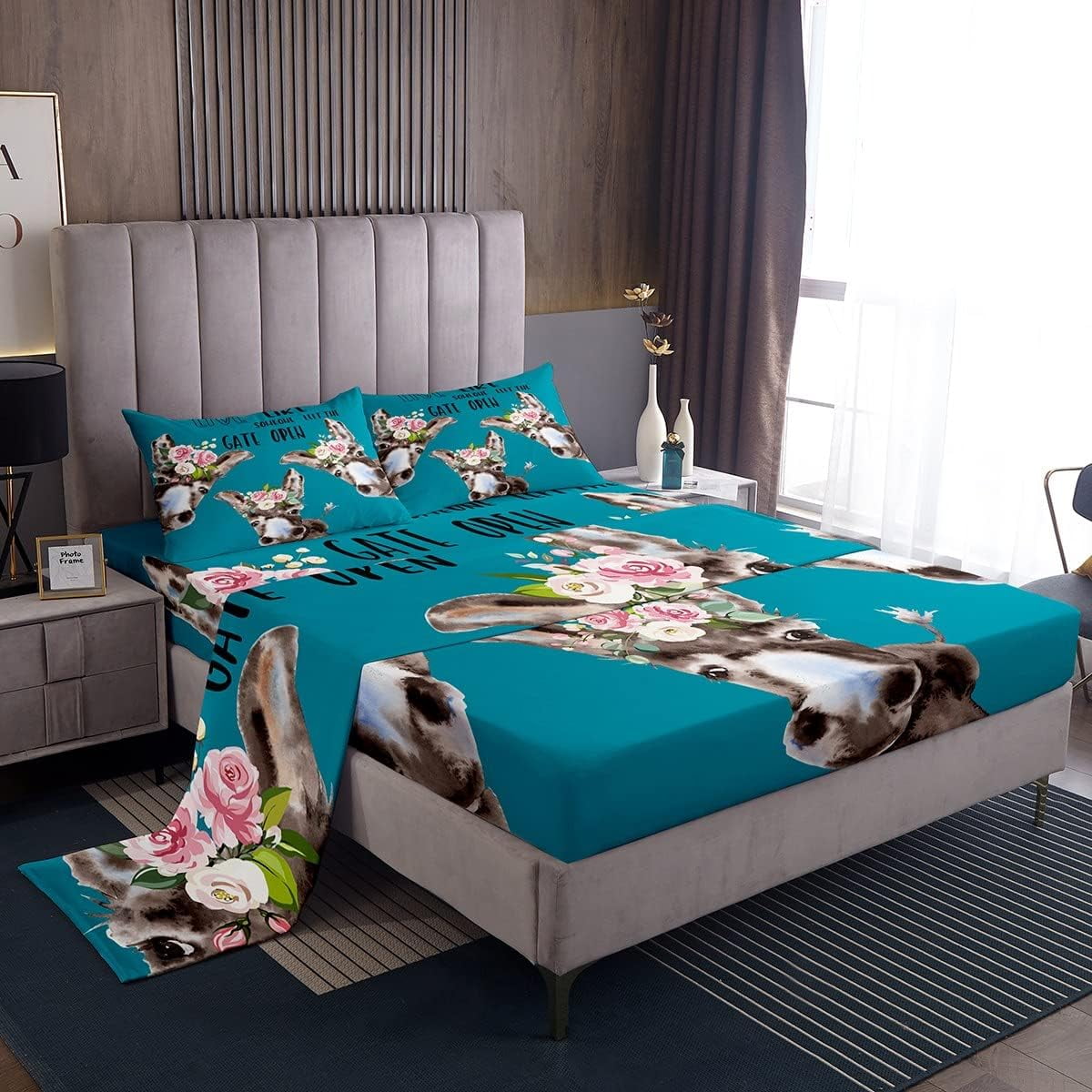 Donkey Sheet Set for Kids Boys Girls,Cartoon Funny Donkey Bed Sheets ...