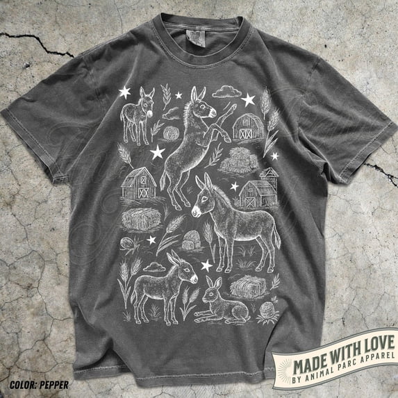 Donkey Shirt Farm Animal Graphic Tee, Barn Hay Field Country Western T ...