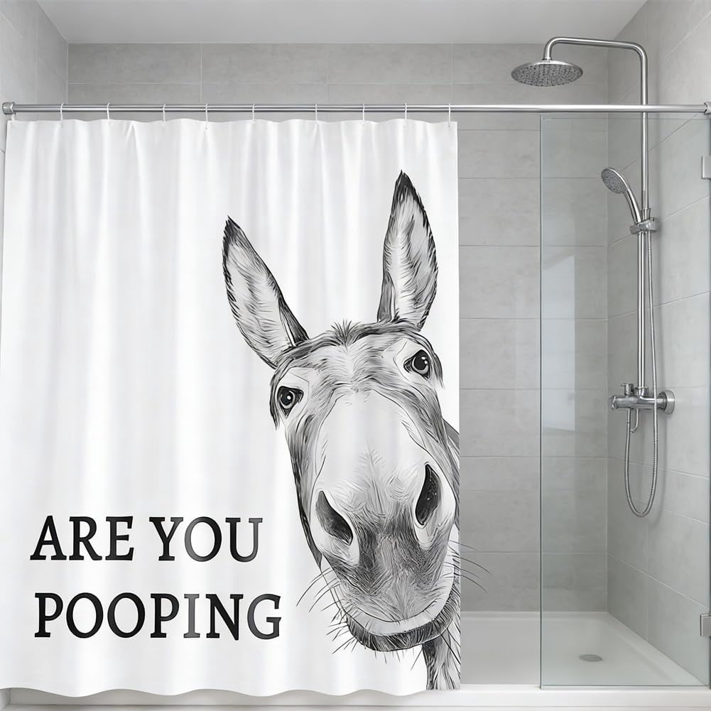 Donkey Shower Curtain Funny Animal Bathroom Decor Waterproof Polyester ...