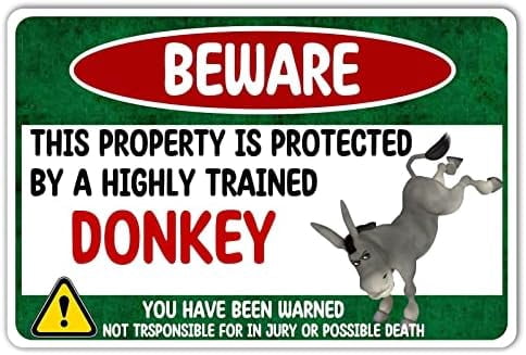 Donkey Sign Funny Metal Tin Signs Donkey Warning Vintage Tin Signs Home ...
