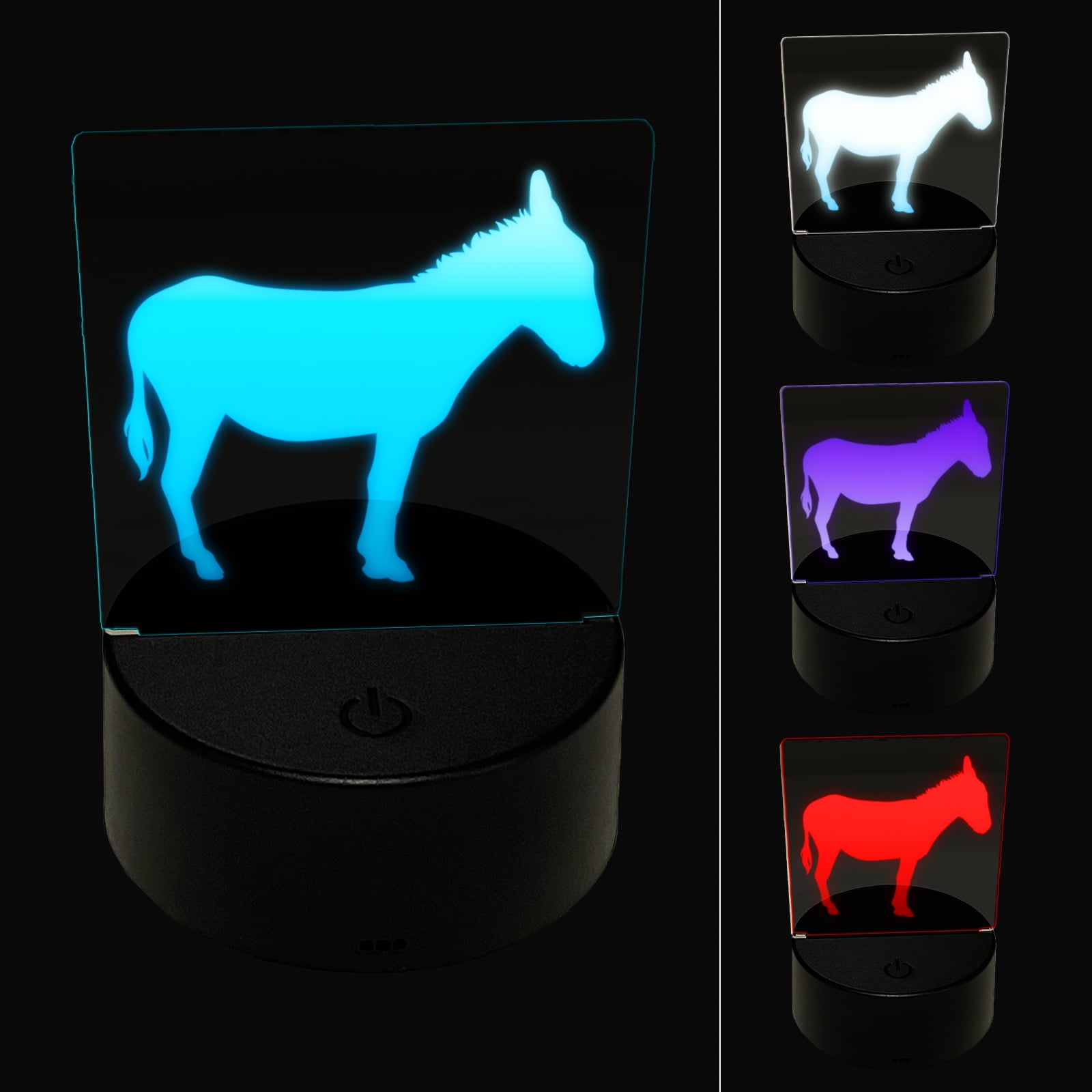 Donkey Silhouette Solid LED Night Light Sign 3D Illusion Desk ...