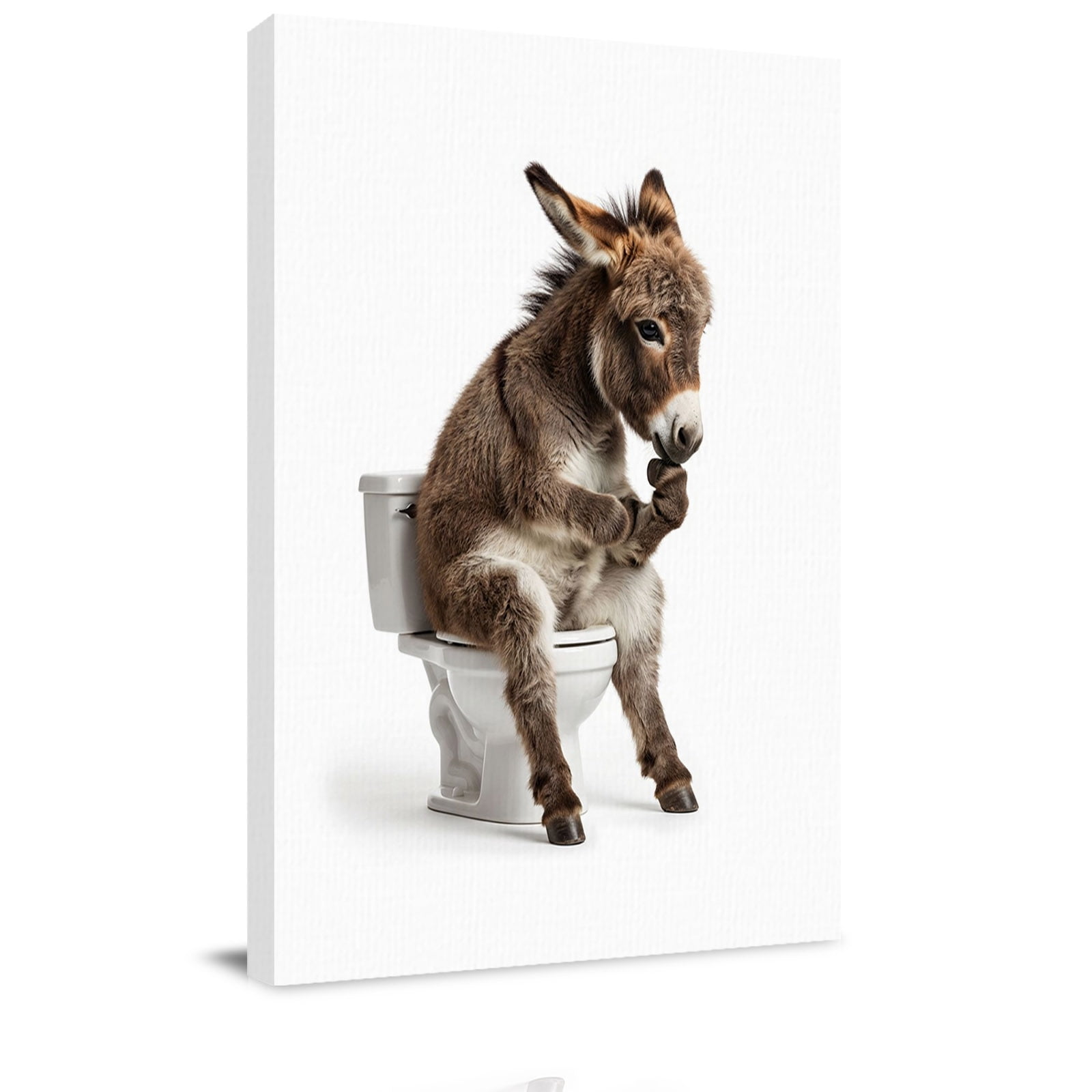 Donkey Sitting on The Toilet Thinking Canvas Wall Art for Living Room ...