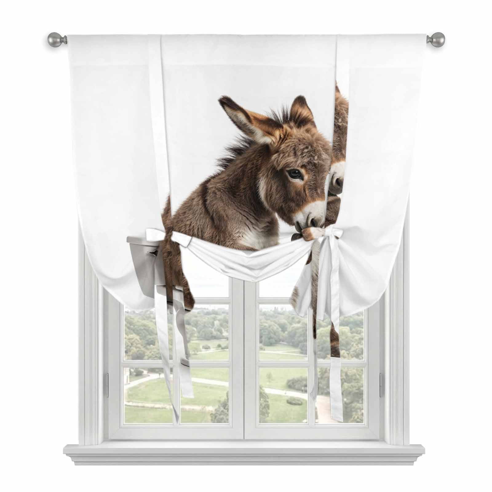 Donkey Sitting on The Toilet Thinking Tie Up Curtain for Window ...