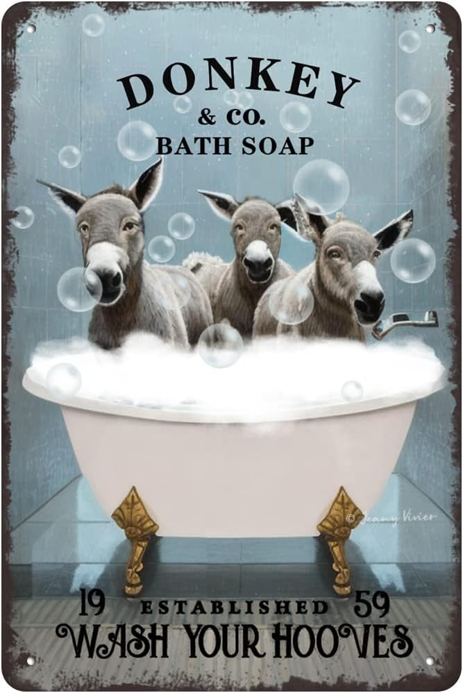 Donkey Soap Tin Sign, Vintage Wash Your Paw Donkey Tin Sign, Funny ...