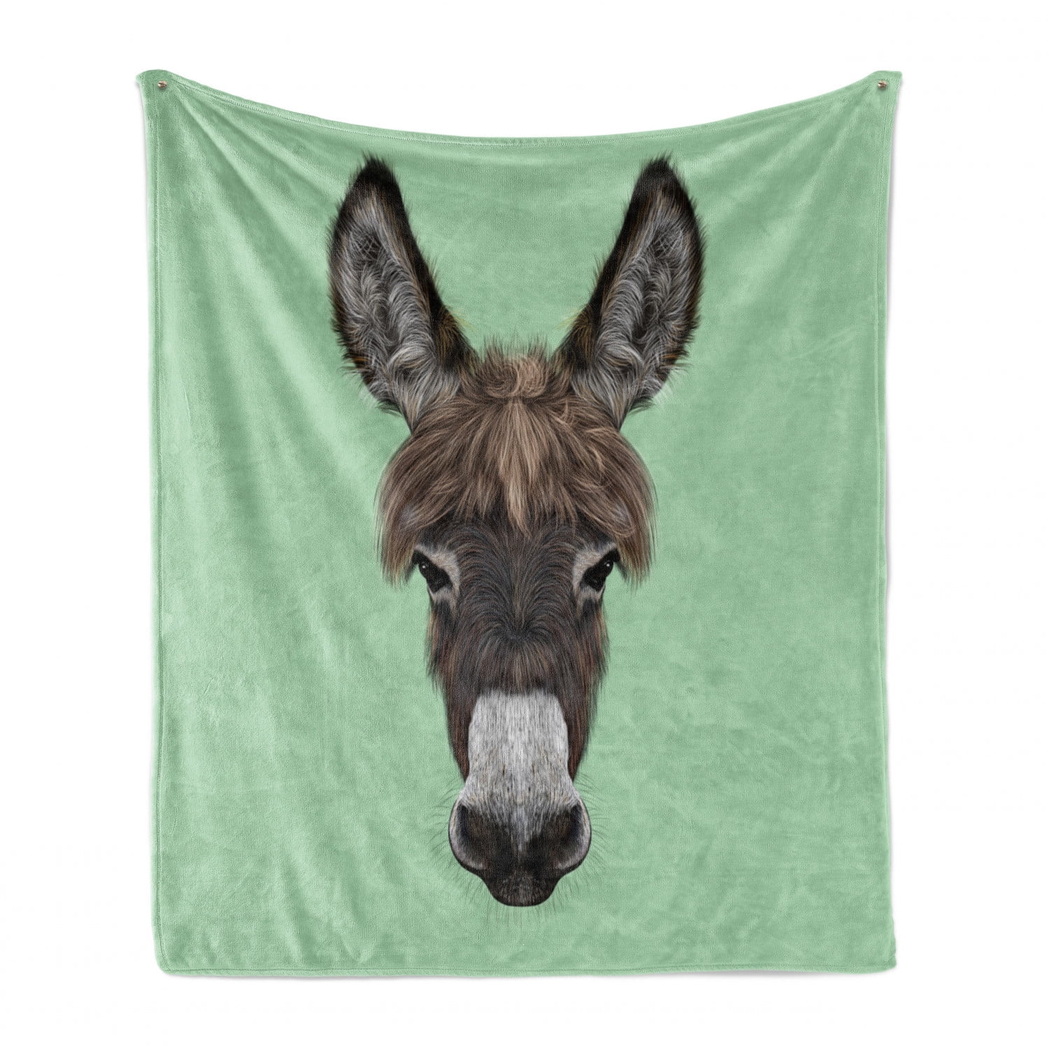 Donkey Soft Flannel Fleece Blanket, Illustrated Portrait of a Donkey ...