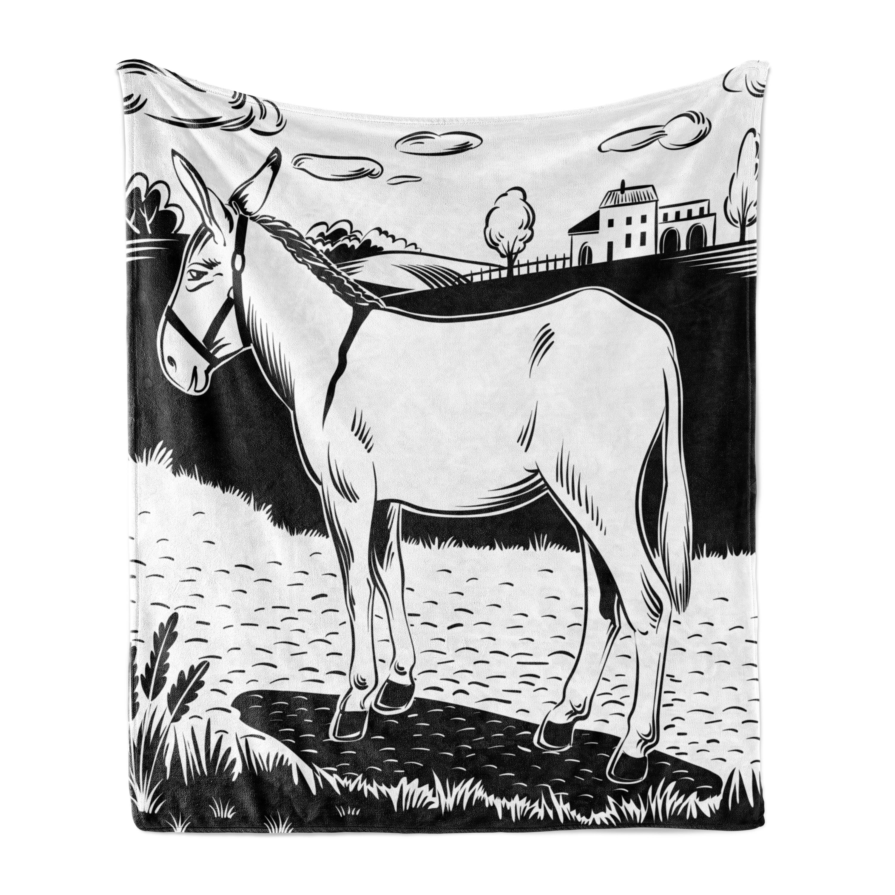 Donkey Soft Flannel Fleece Blanket, Donkey Standing on the Side of a ...