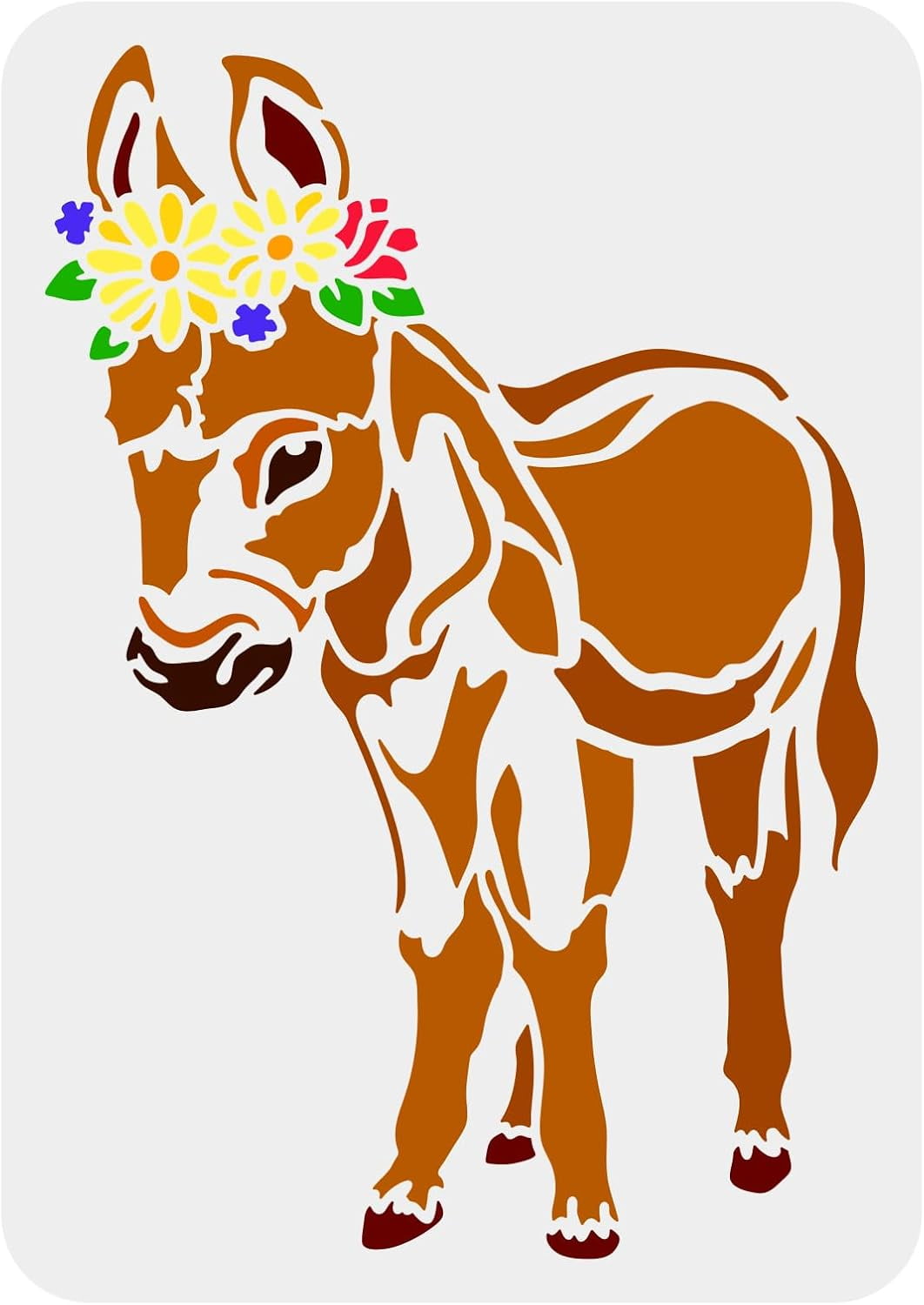 Donkey Stencil for Painting 8.3x11.7inch Reusable Floral Donkey Drawing ...