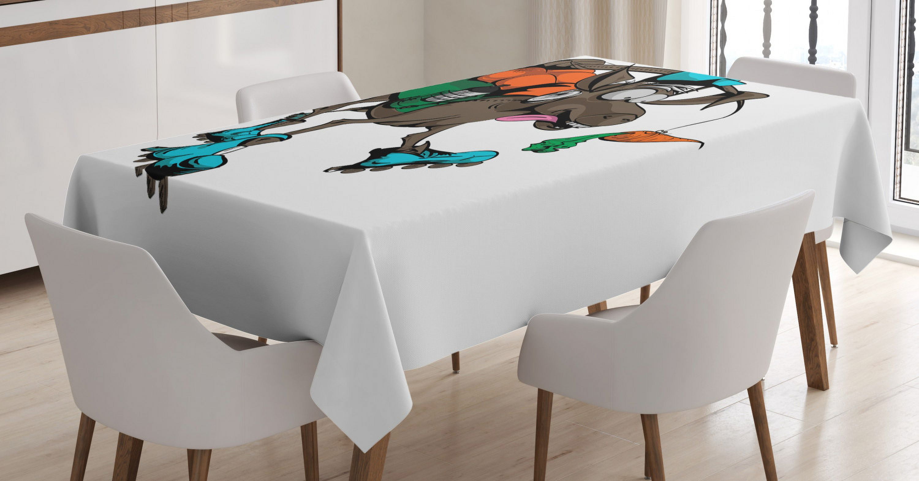 Donkey Tablecloth, Funny Illustration of a Donkey Chasing Carrot ...