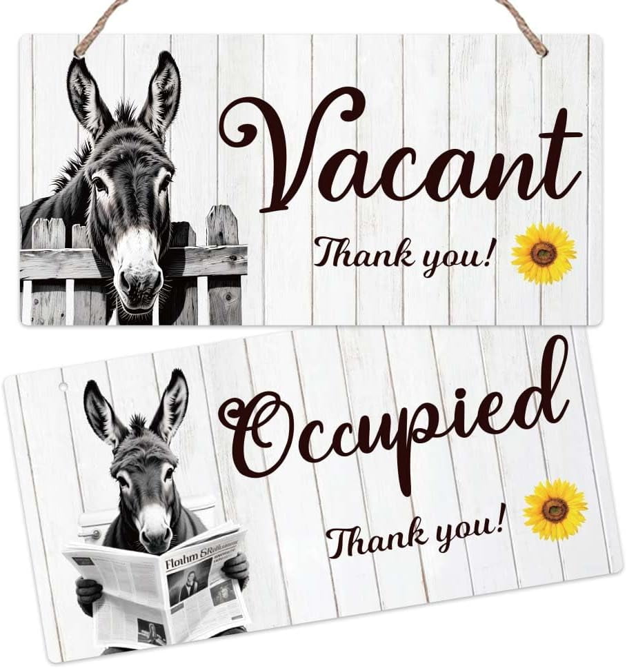 Donkey Toilet PVC Signs Wall Decorative Hanging Plaque Vacant Occupicd ...