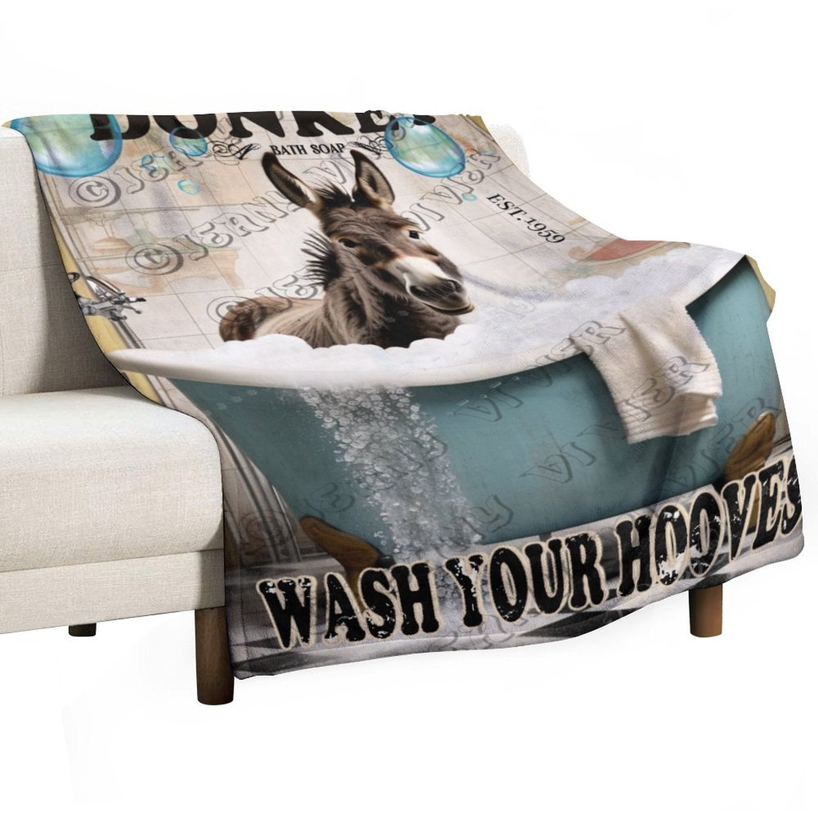 Donkey Wash Your Hooves Blanket Gifts for Kids Adults for Bed Living ...