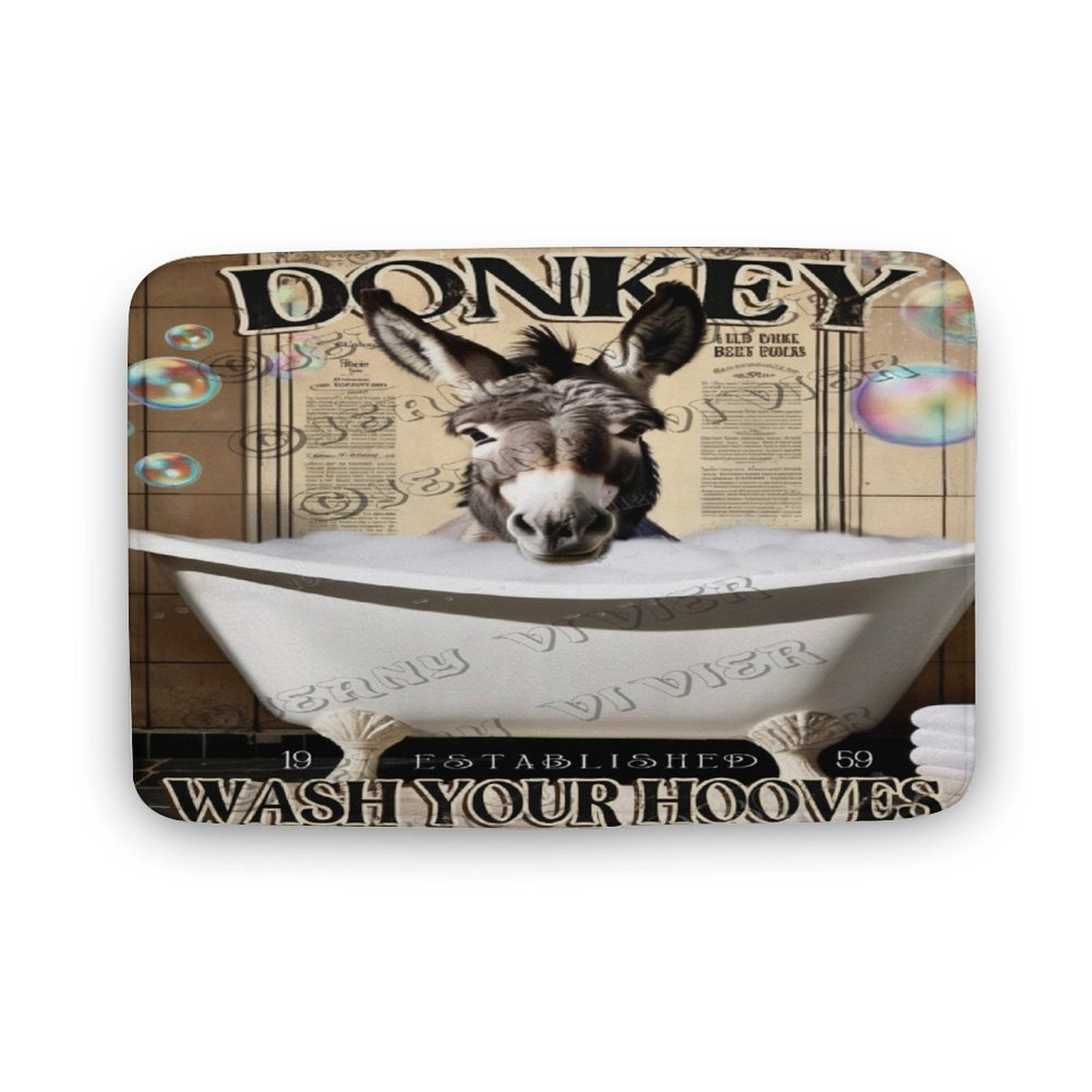 Donkey Wash Your Paws Bath Mat,Cute Cartoon Donkey Bathroom Rugs No ...