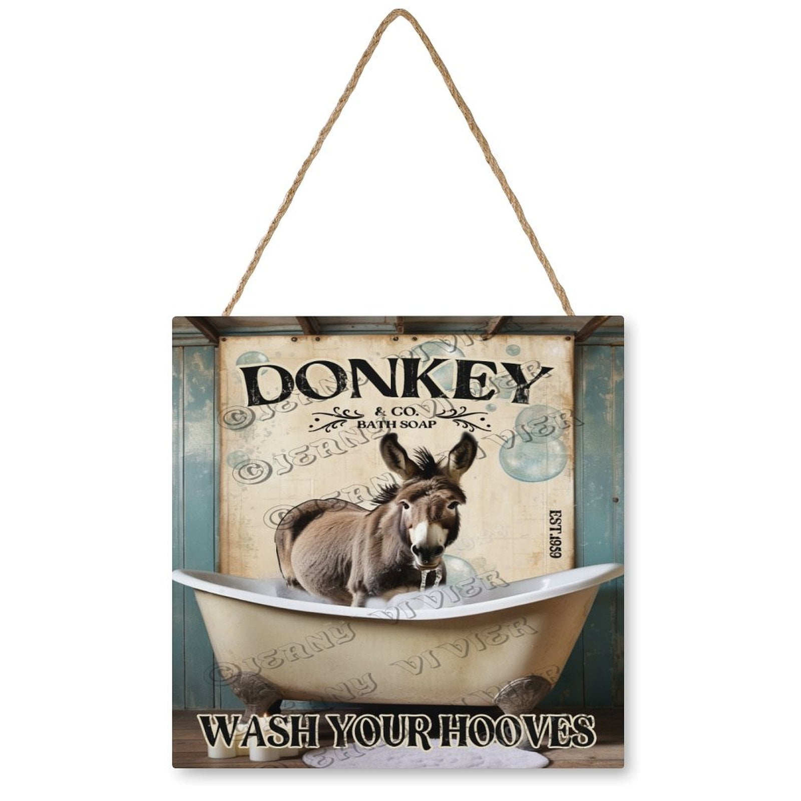 Donkey Wash Your Hooves Welcome Decor Sign, Hanging Wood Sign Home ...
