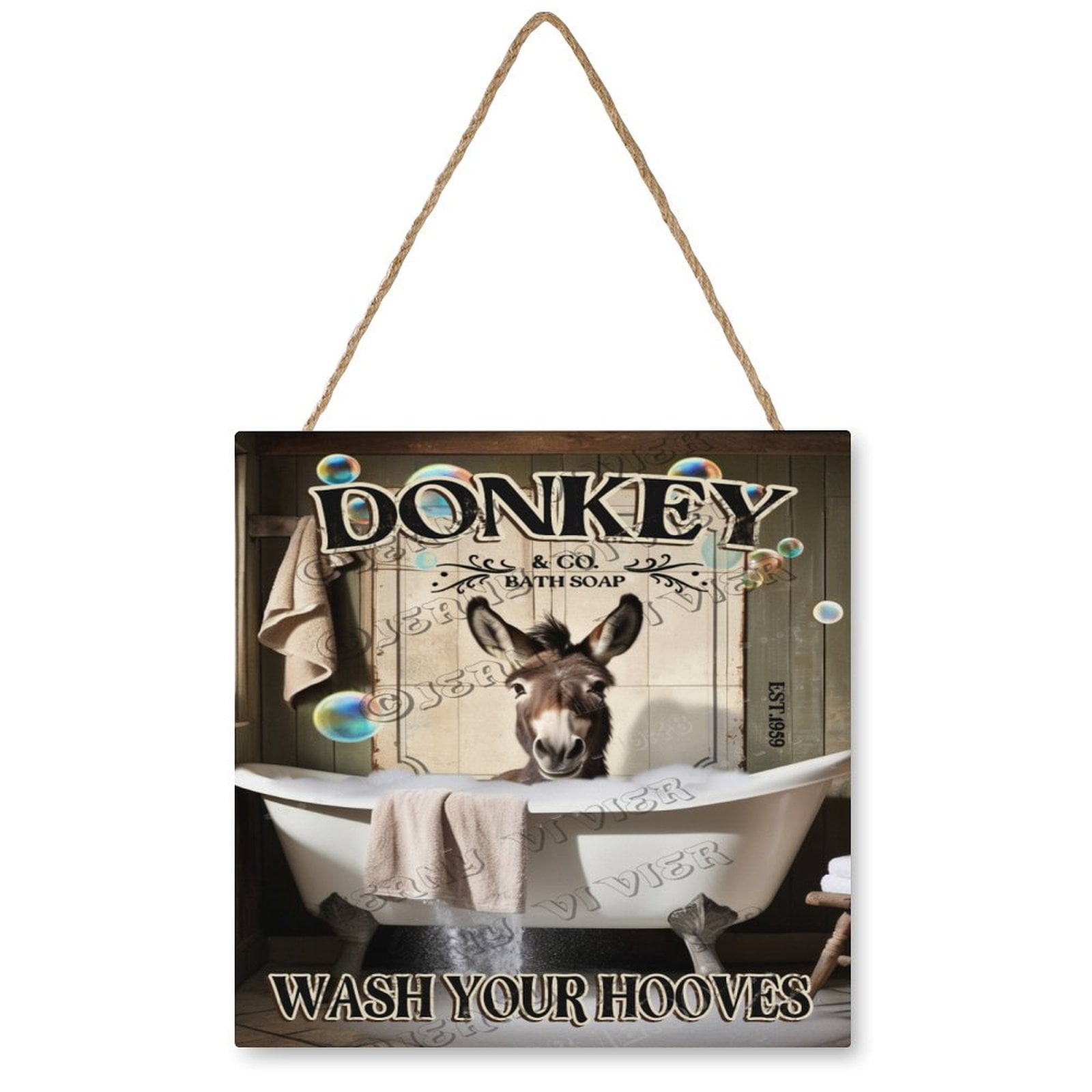 Donkey Wash Your Hooves Wood Door Sign, Farmhouse, Porch Wall Hanging ...