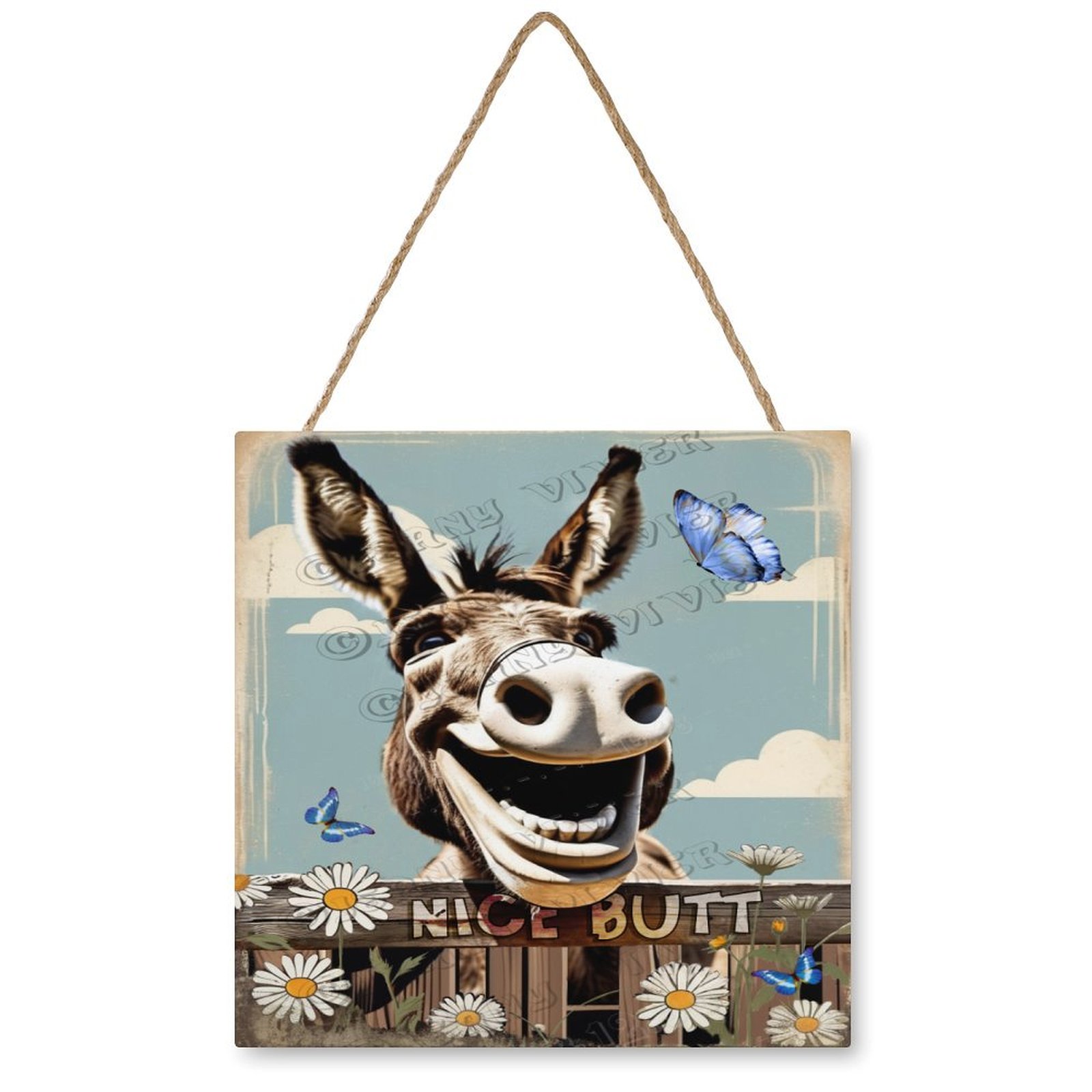 Donkey Wood Hanging Sign for Bedroom Living Room, Wood Wall Art, Funny ...