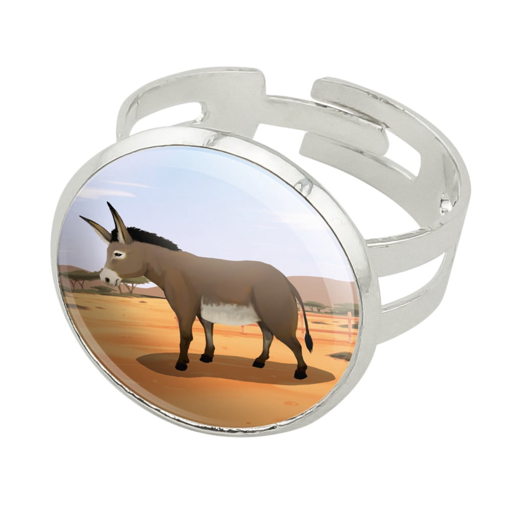 Donkey on Ranch Silver Plated Adjustable Novelty Ring - Walmart.com