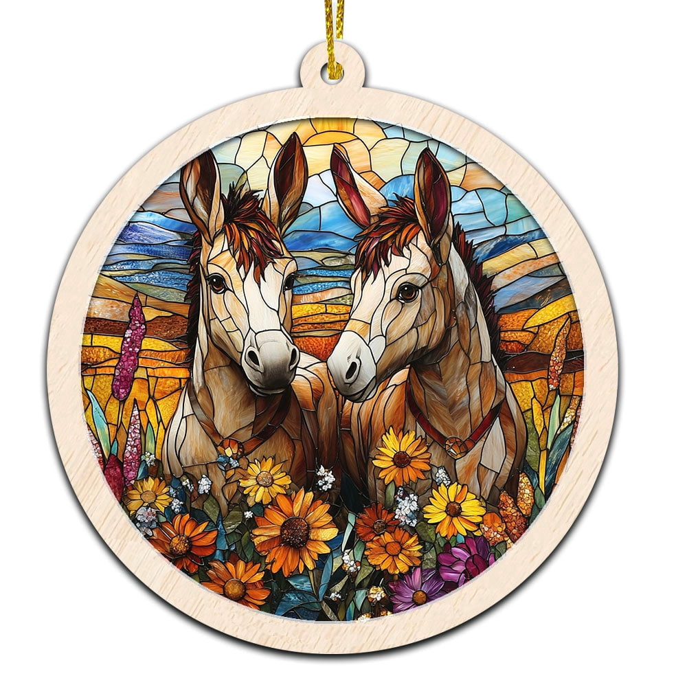 Donkeys Stained Glass Suncatcher Ornament – Ornament Gift for Family ...