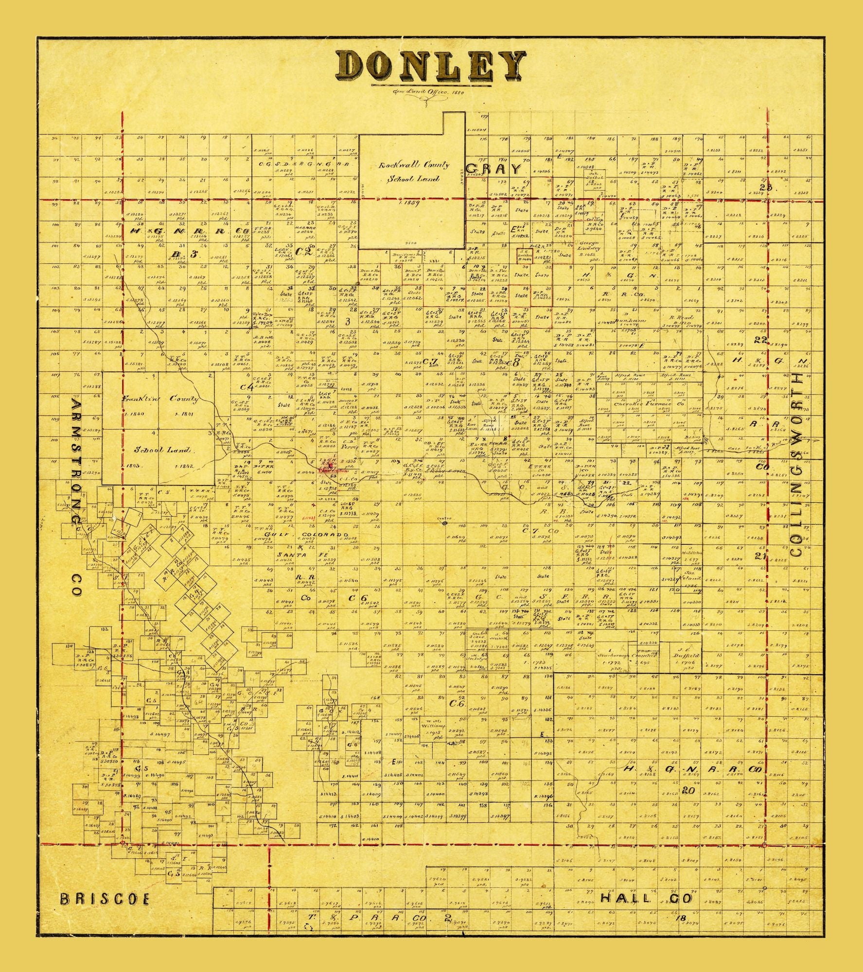 Historic County Map - Donley County Texas - General Land Office 1880 ...