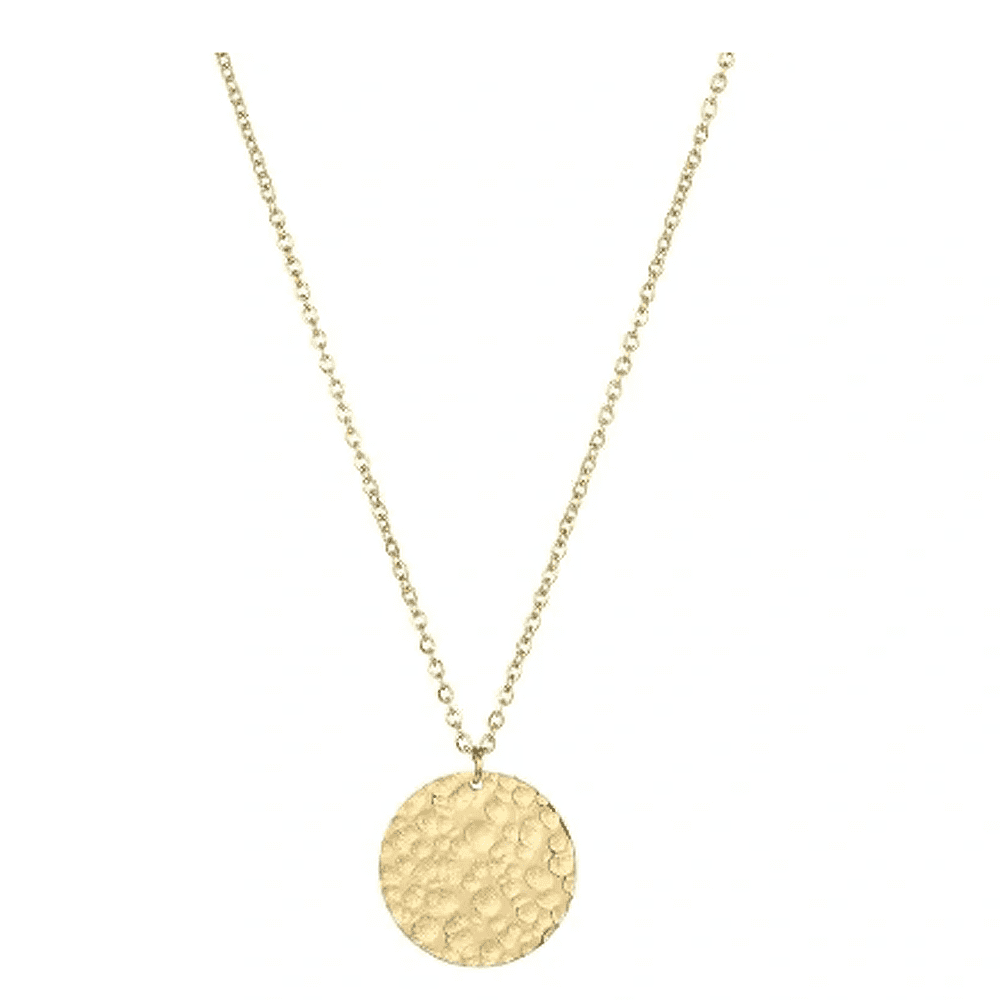 Donna - 18K Gold Plated Hammered Disc Necklace | Dainty Crescent Circle ...