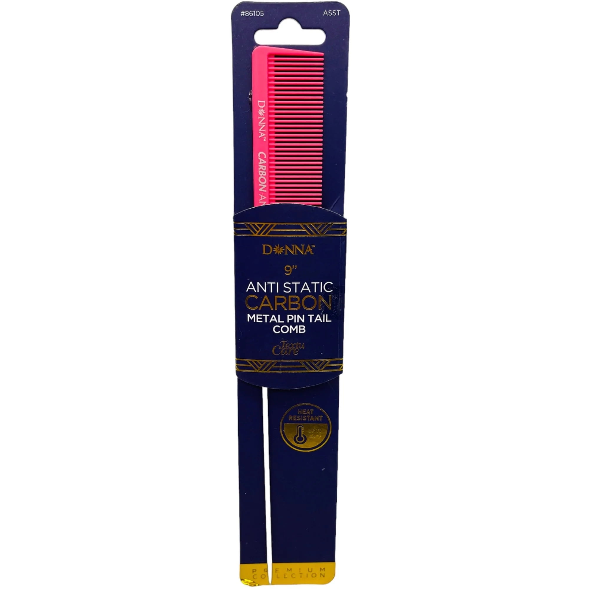 Donna 9 Anti Static Carbon Metal Pin Tail Comb, Heat Resistant, Pink ...