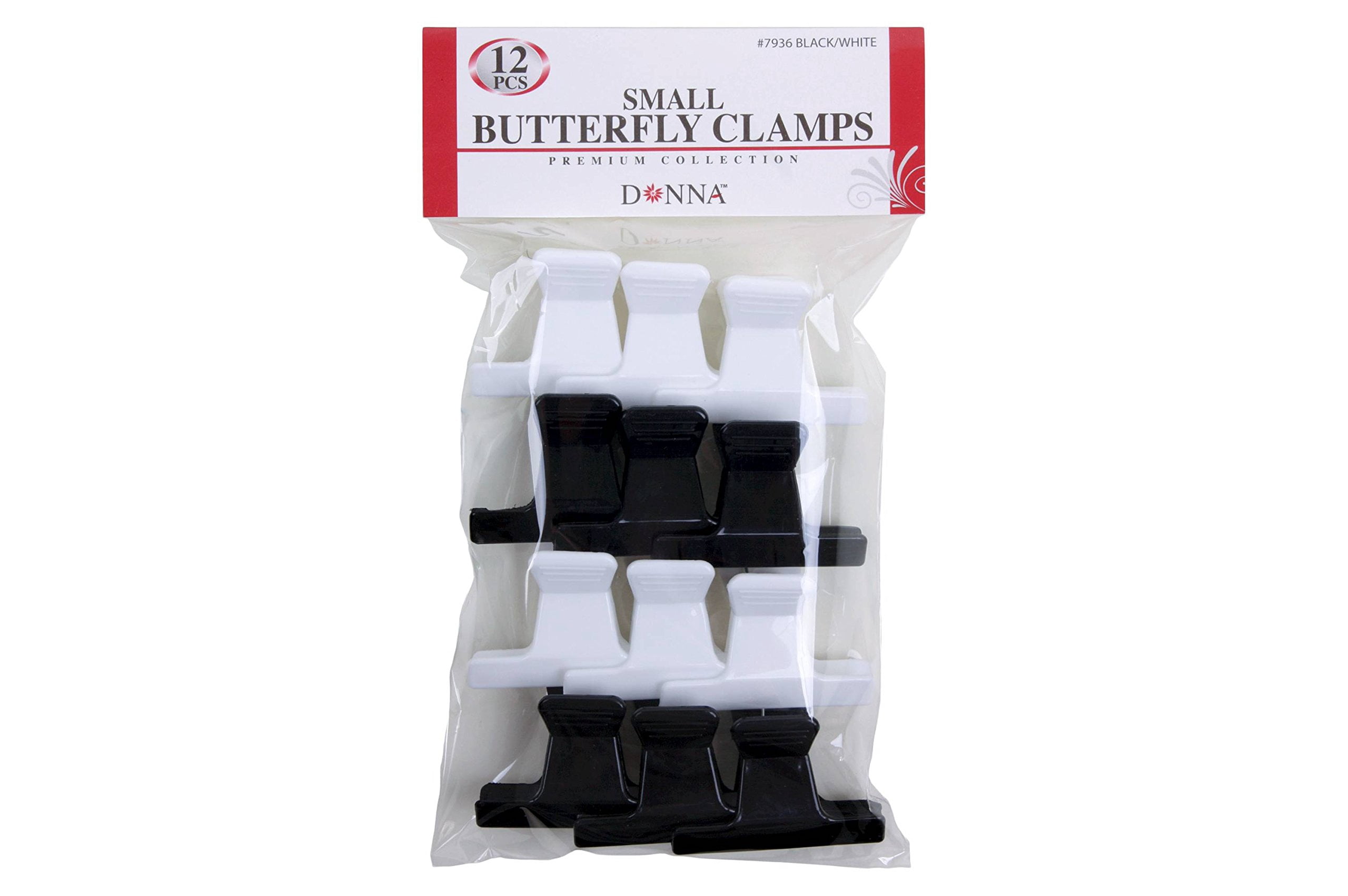 Donna Butterfly Clamps Small Black White 12Pcs - Walmart.com