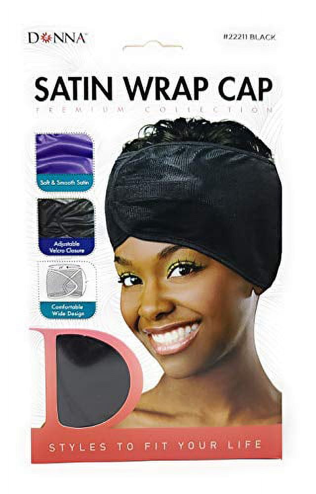 Donna Collection Premium Satin Wrap Cap, Black, 1 Count, 6 Pack ...