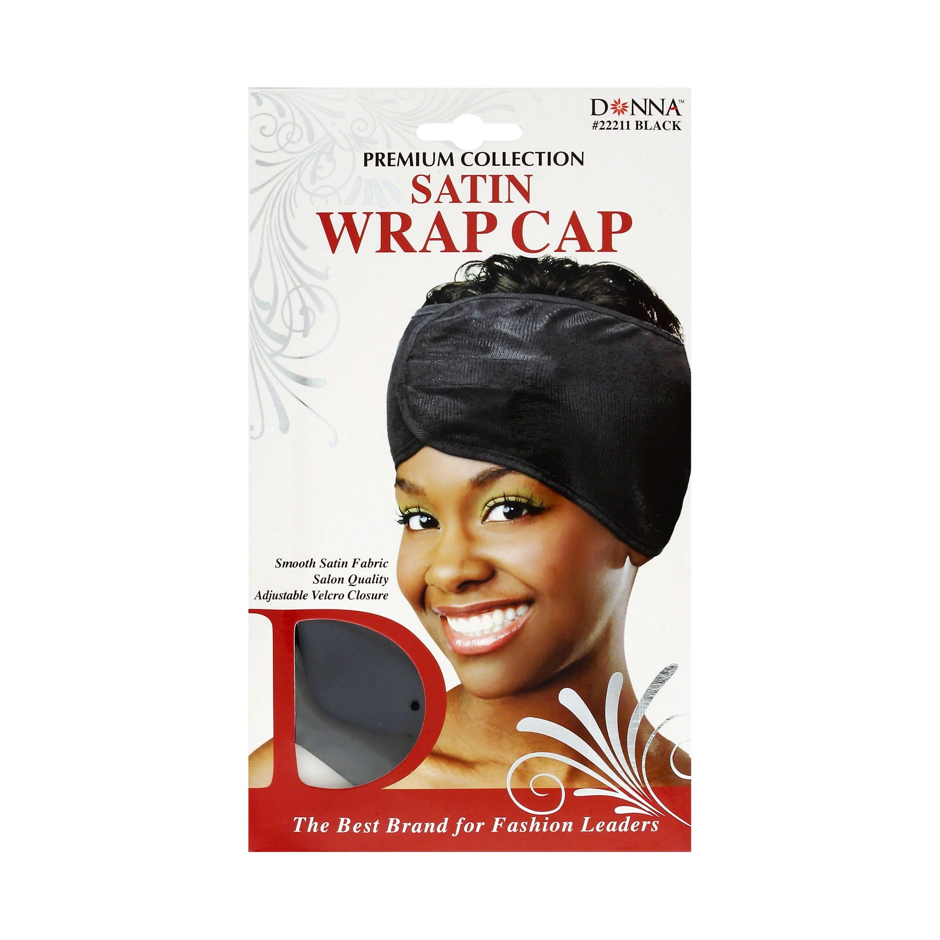 Donna Collection Premium Satin Wrap Cap, black color - Walmart.com