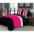 Donna King Size 8 Piece Damask Flocking Comforter Bedding Set In Pink