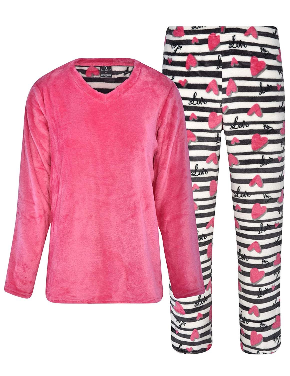 Donna L'oren Women's Fleece Pajamas Set Giftable Coral or Micro Fleece ...
