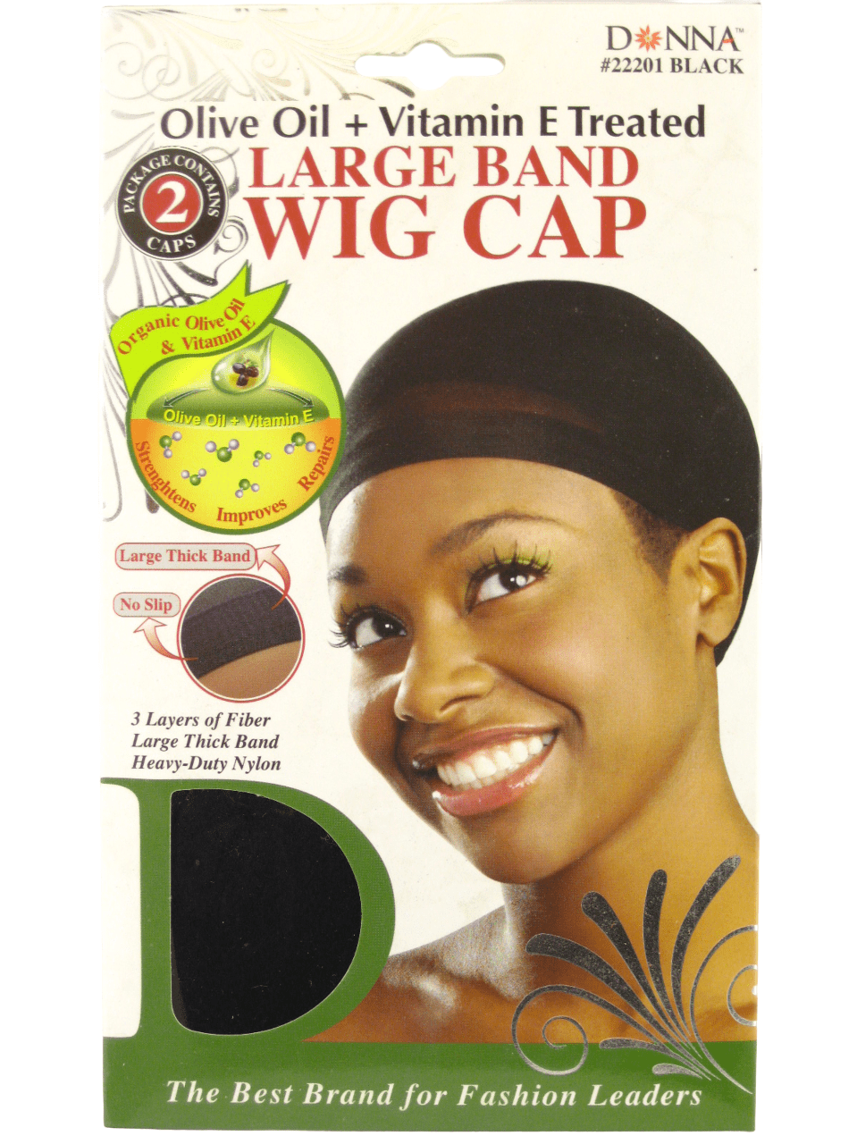 Donna Olive Oil & Vitamin E Treated Large Band Wig Cap - Black ...