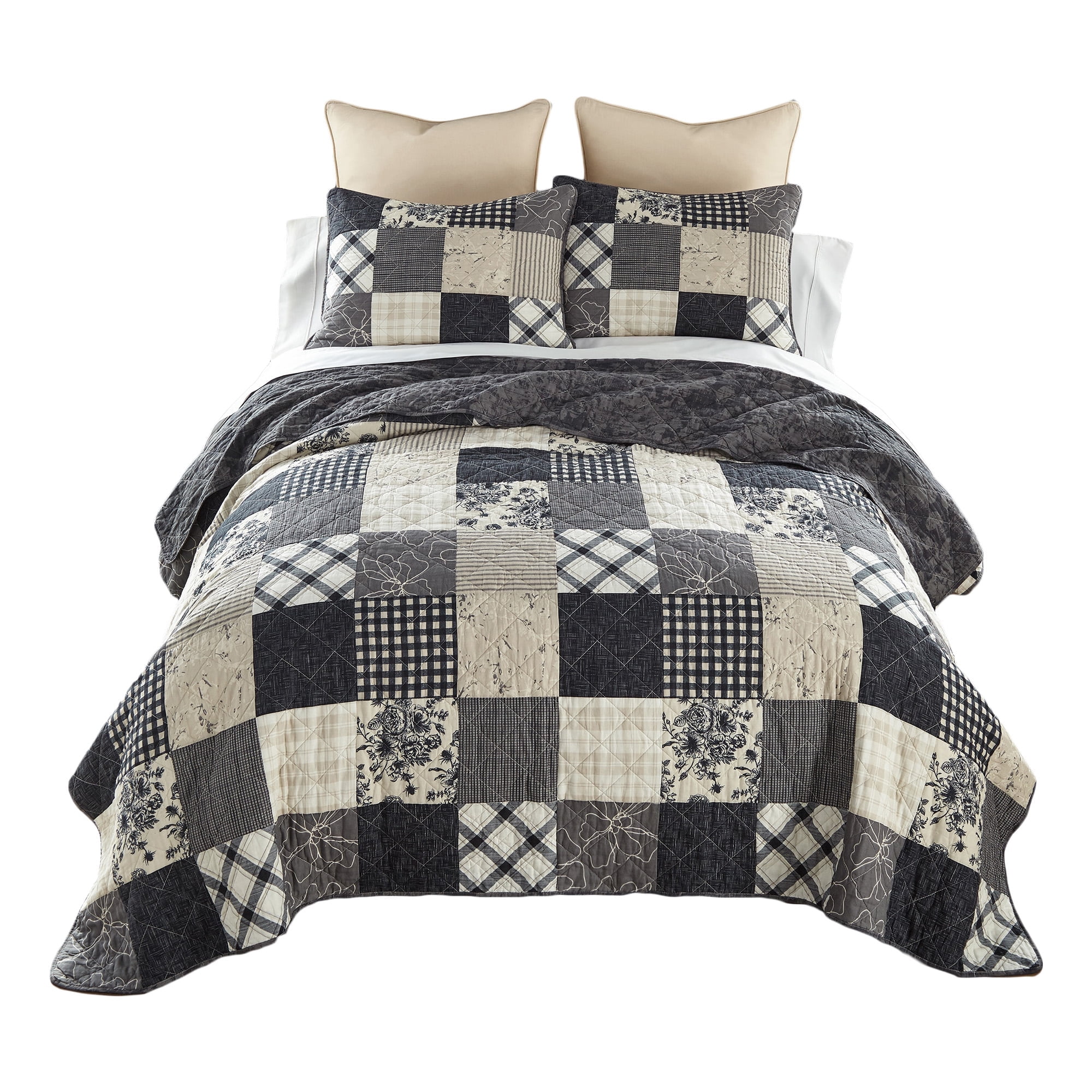 Donna Sharp Augusta Queen Pieced Cotton 3PC Quilt Set - Walmart.com