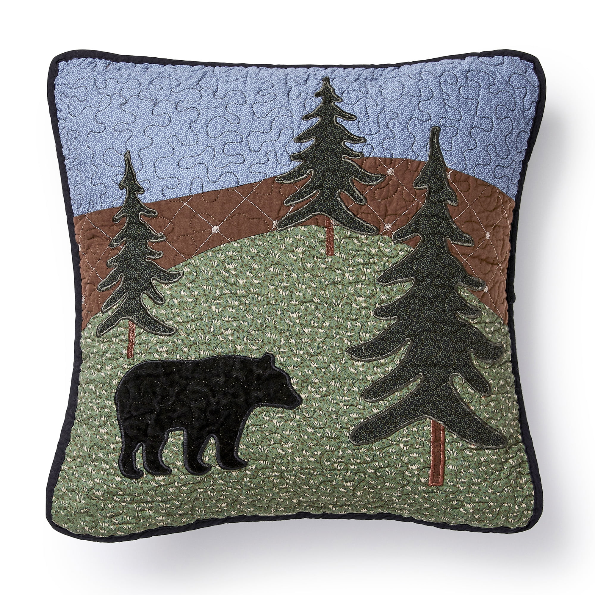 Donna Sharp Bear Lake Pieced Cotton Square Bear Throw Pillow - Walmart.com