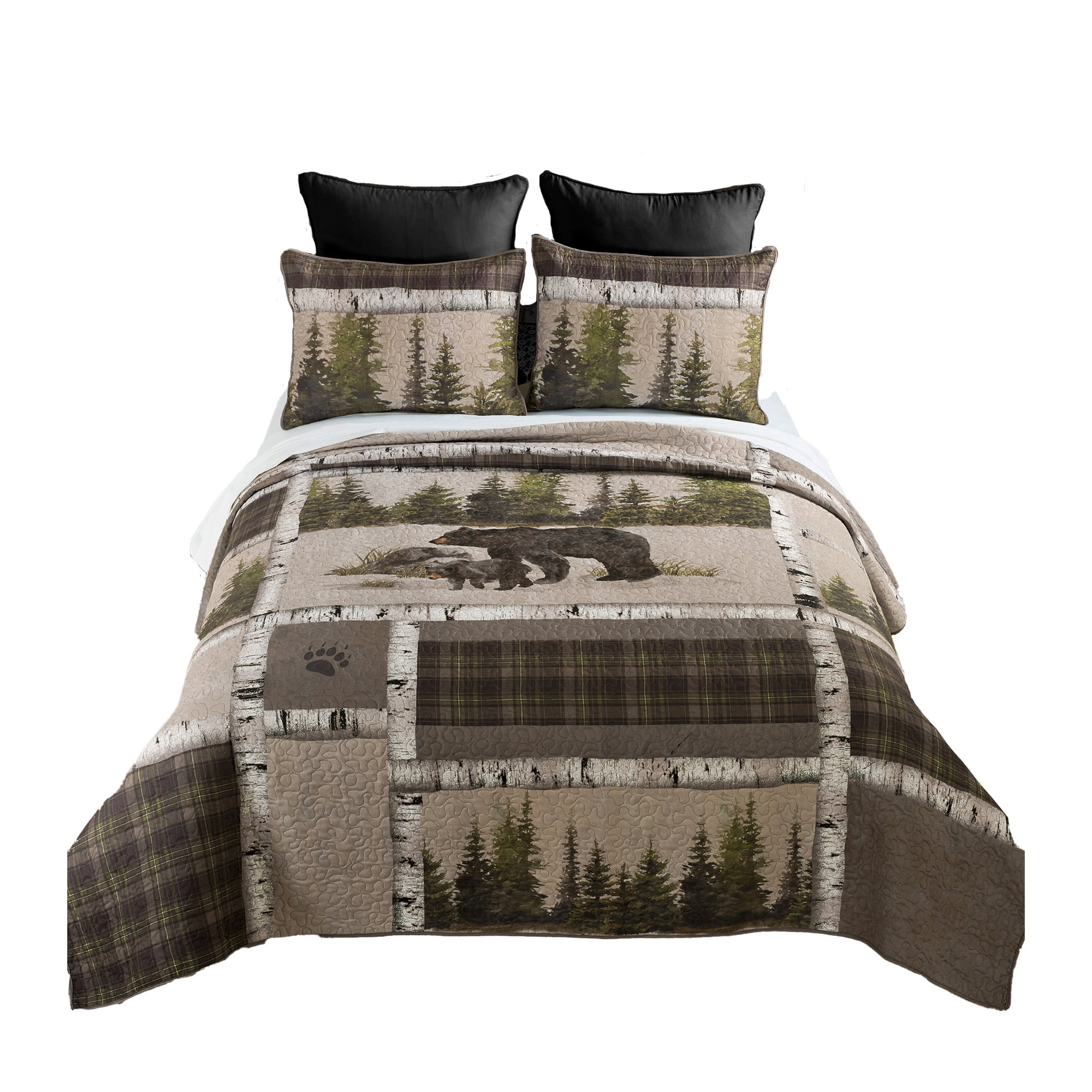 Donna Sharp Bear Panels UCC 3PC King Lodge Quilt Set - Walmart.com