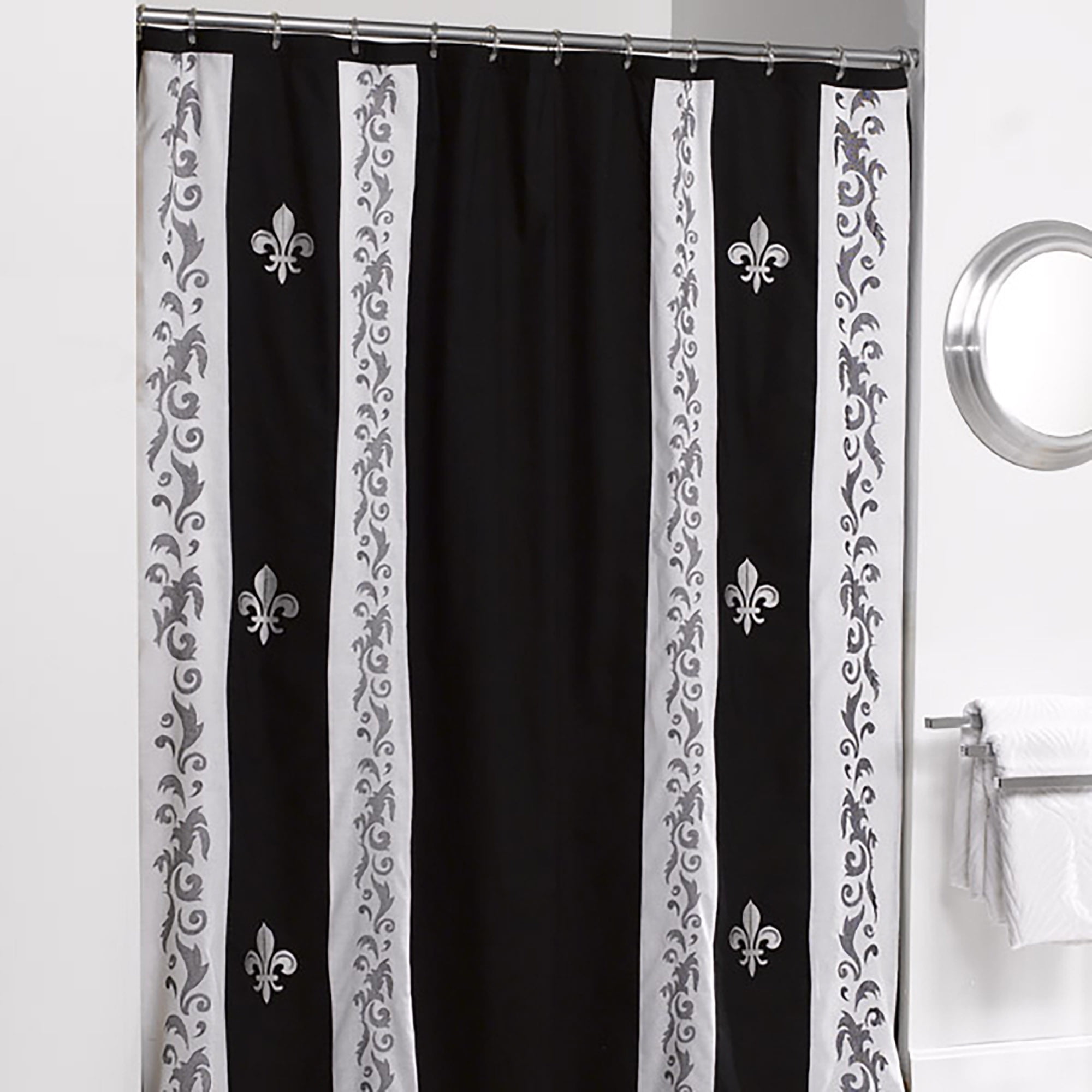 Donna Sharp Fleur de Lis Scrolls White Embroidered Cotton Shower ...