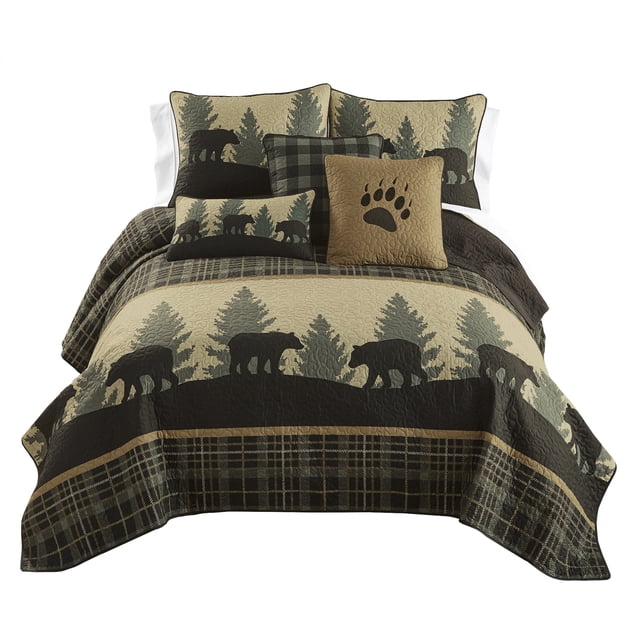 Donna Sharp Full/Queen Quilt Bear Walk Plaid Lodge Quilt - Walmart ...