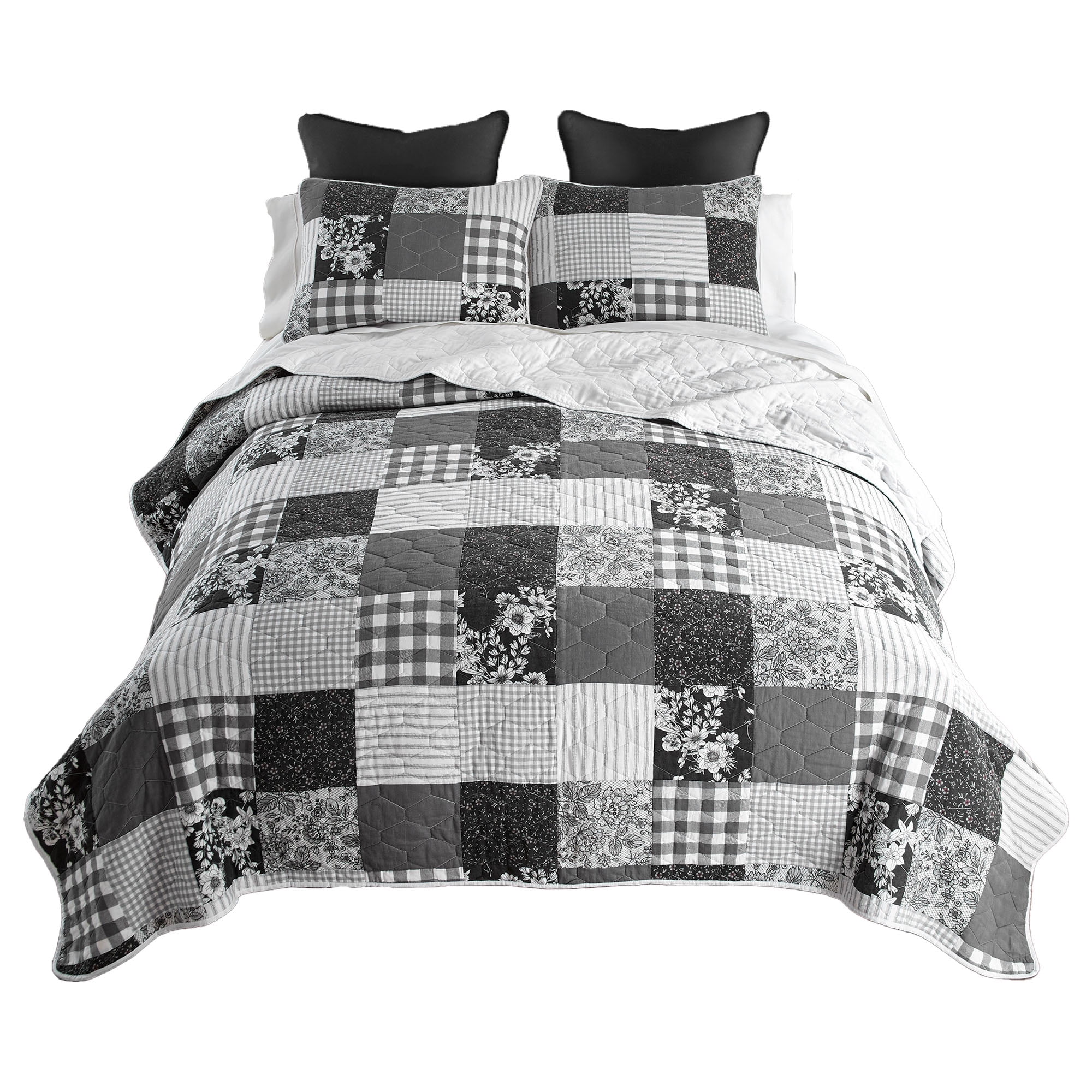 Donna Sharp Indiana Farmhouse 3PC Queen Pieced Cotton Quilt Set ...