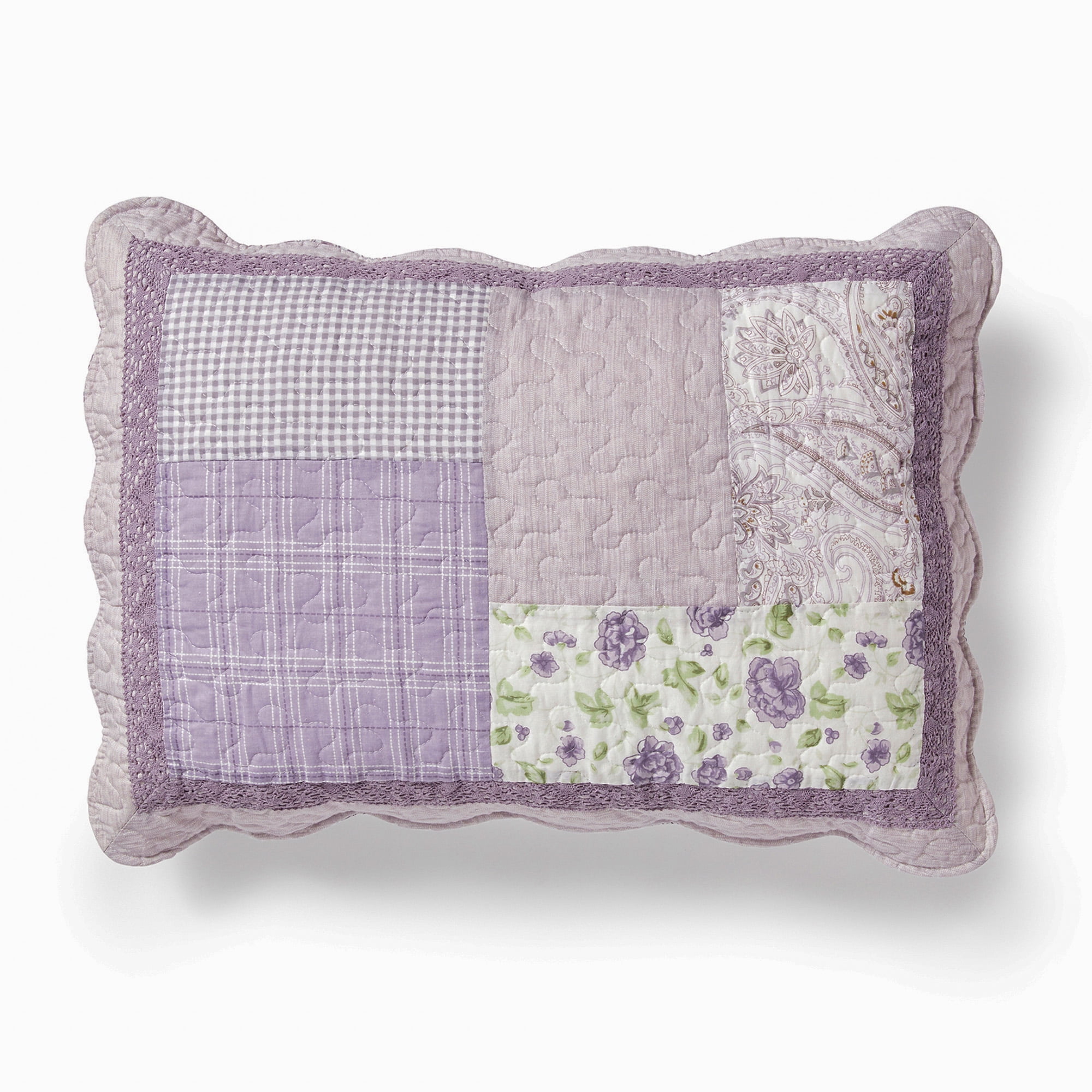 Donna Sharp Lavender Rose Pieced Cotton Standard Sham - Walmart.com