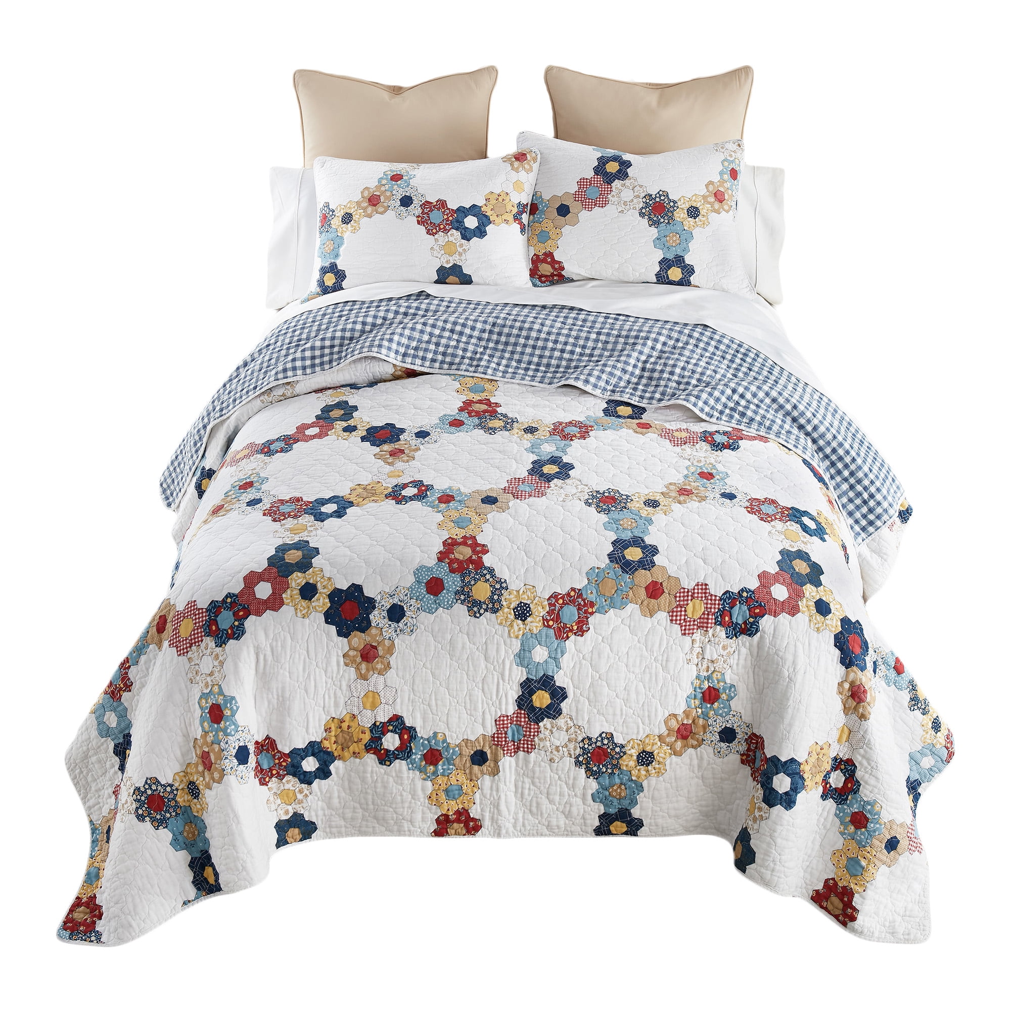 Donna Sharp Prairie 3PC Cotton King Reversible Quilt Set - Walmart.com