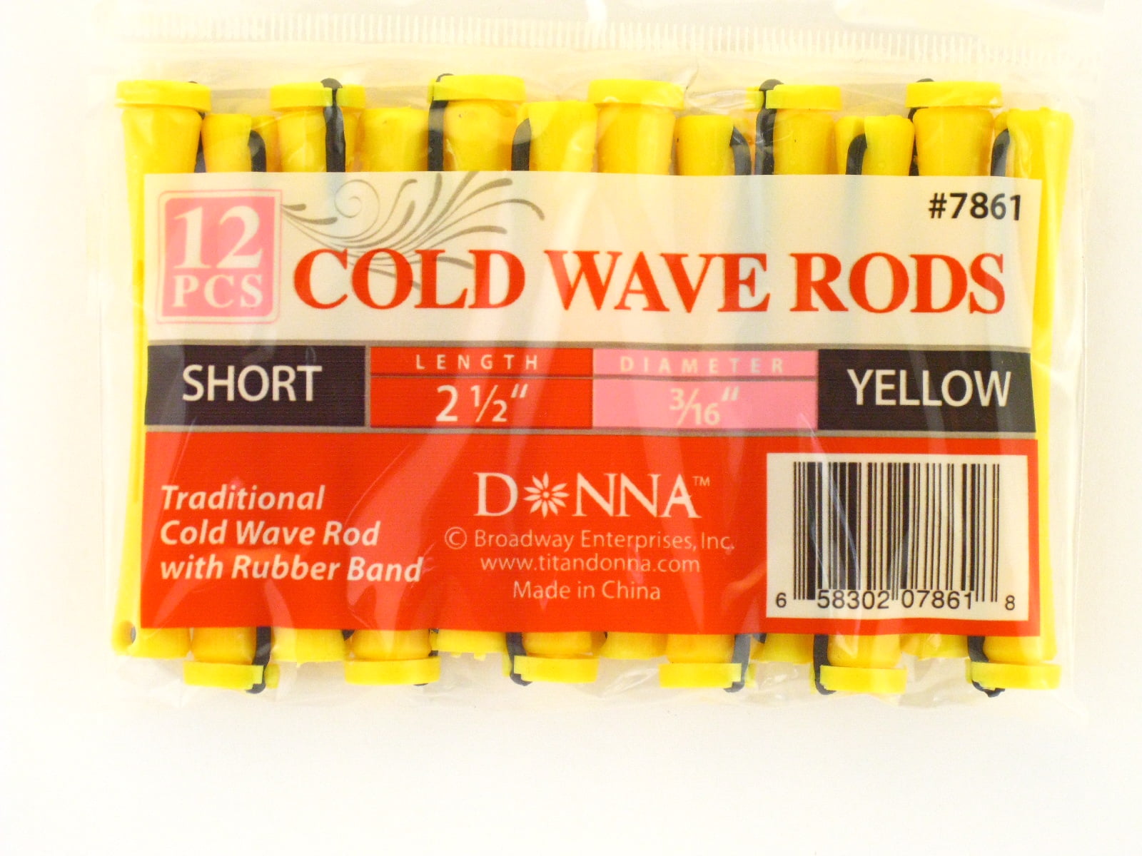 Donna Short Plastic Yellow Cold Wave Hair Perming Rods, 3/16 Inch ...