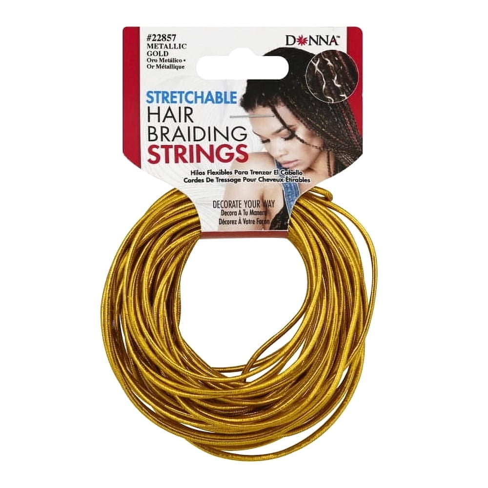 Donna Stretchable Hair Braiding Strings, 22857 Metallic Gold, Packaging ...