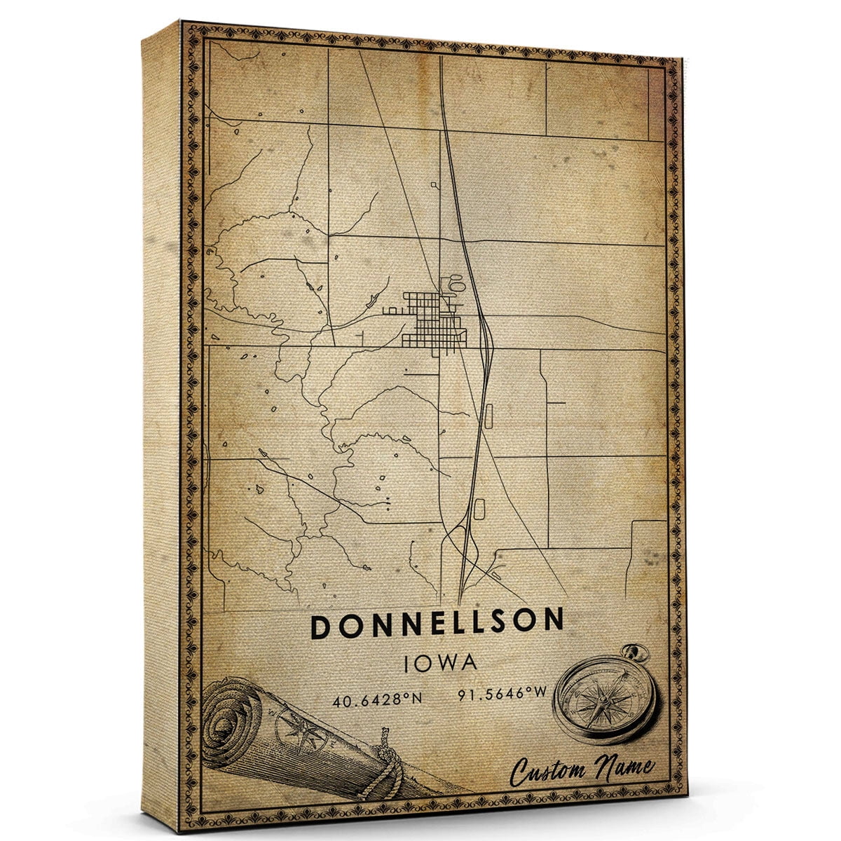 Donnellson Map Poster, Iowa Map Art Poster, Canvas, Donnellson Map City ...