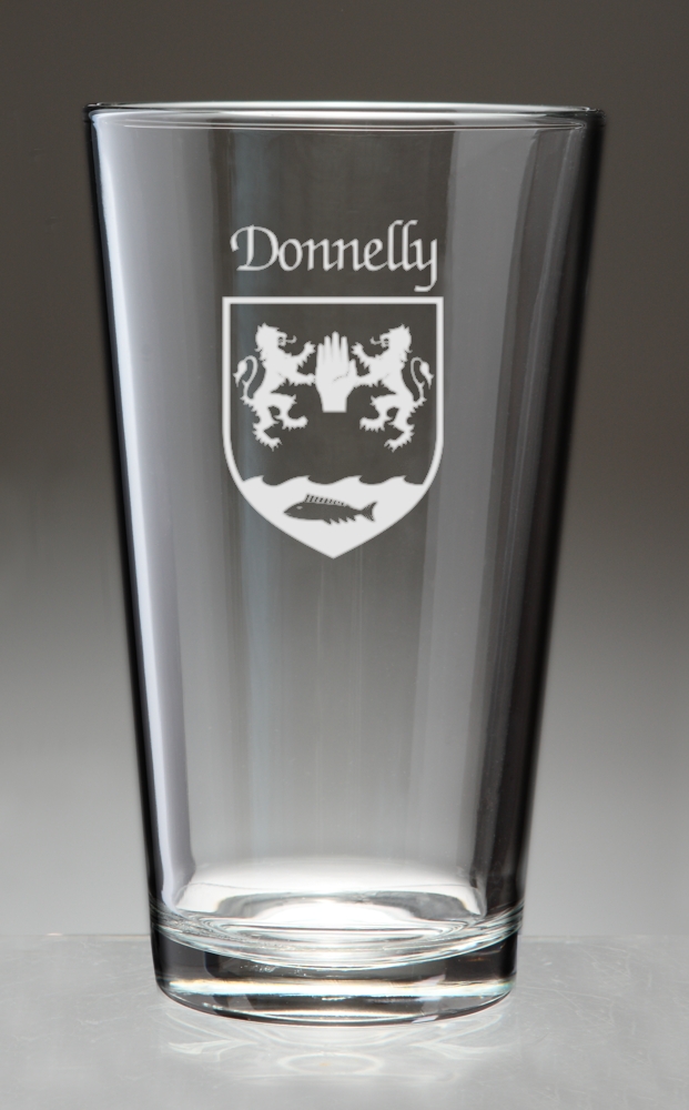 Donnelly Irish Coat of Arms Pint Glasses - Set of 4 (Sand Etched ...